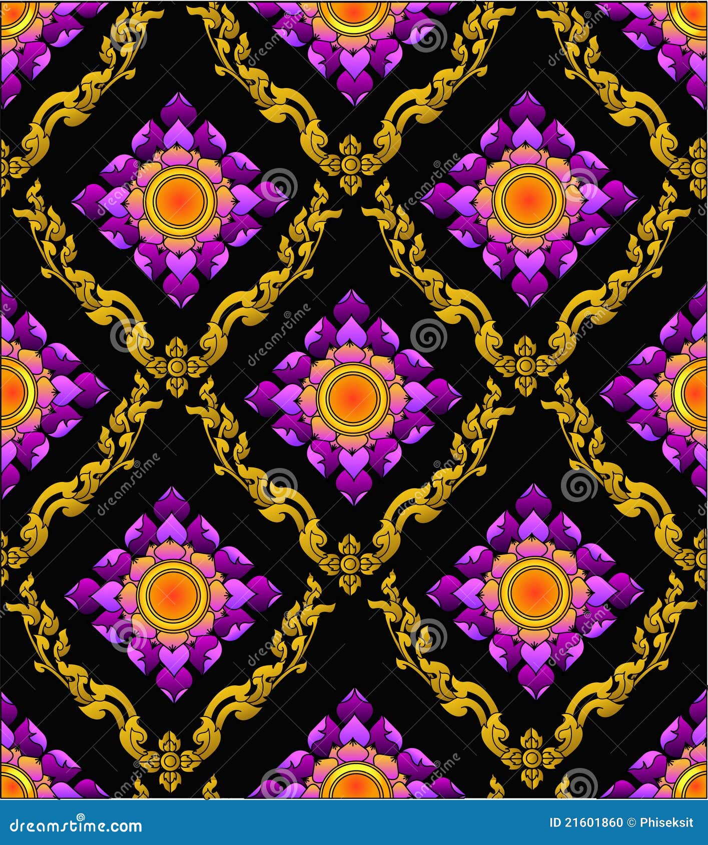 Thai Lotus Pattern Modern Sytle Stock Illustration - Illustration of ...