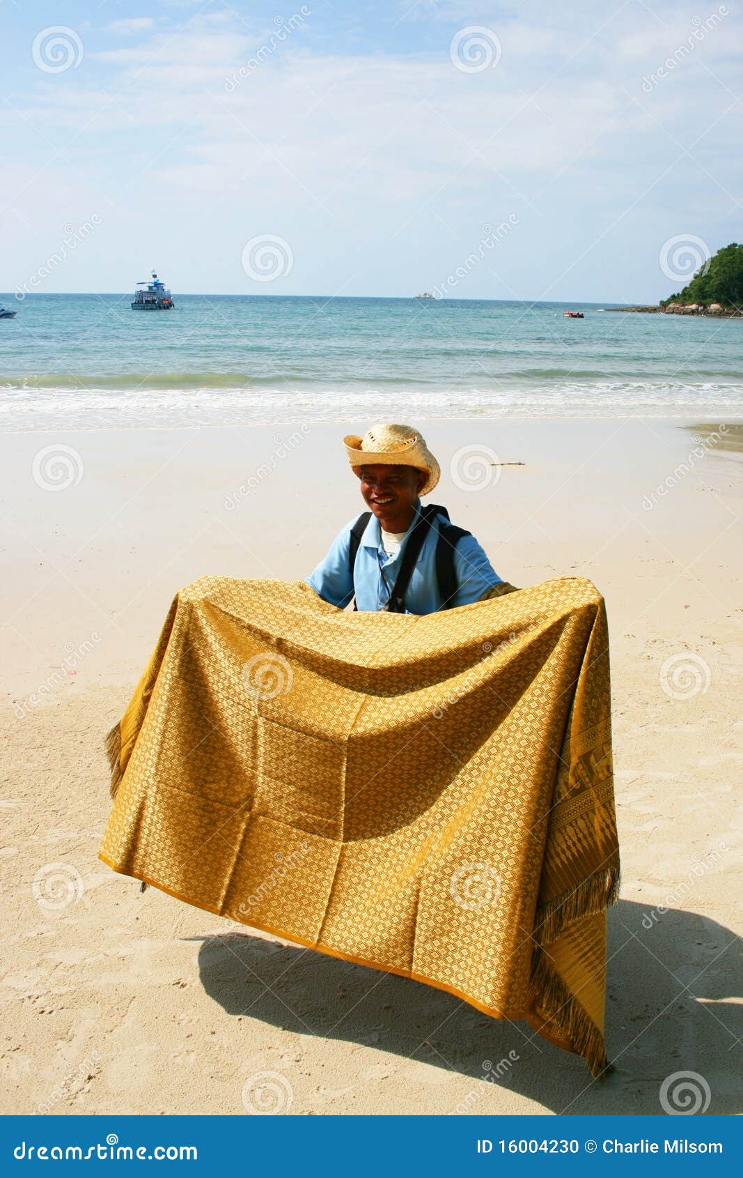 Thai Man Selling Silk, Koh Samet, Thailand. Editorial Image - Image of ...