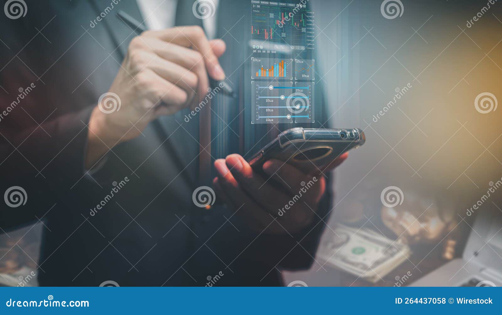 Thai Man Using Mobile Phone with Forex Trading Graph Stock Photo ...