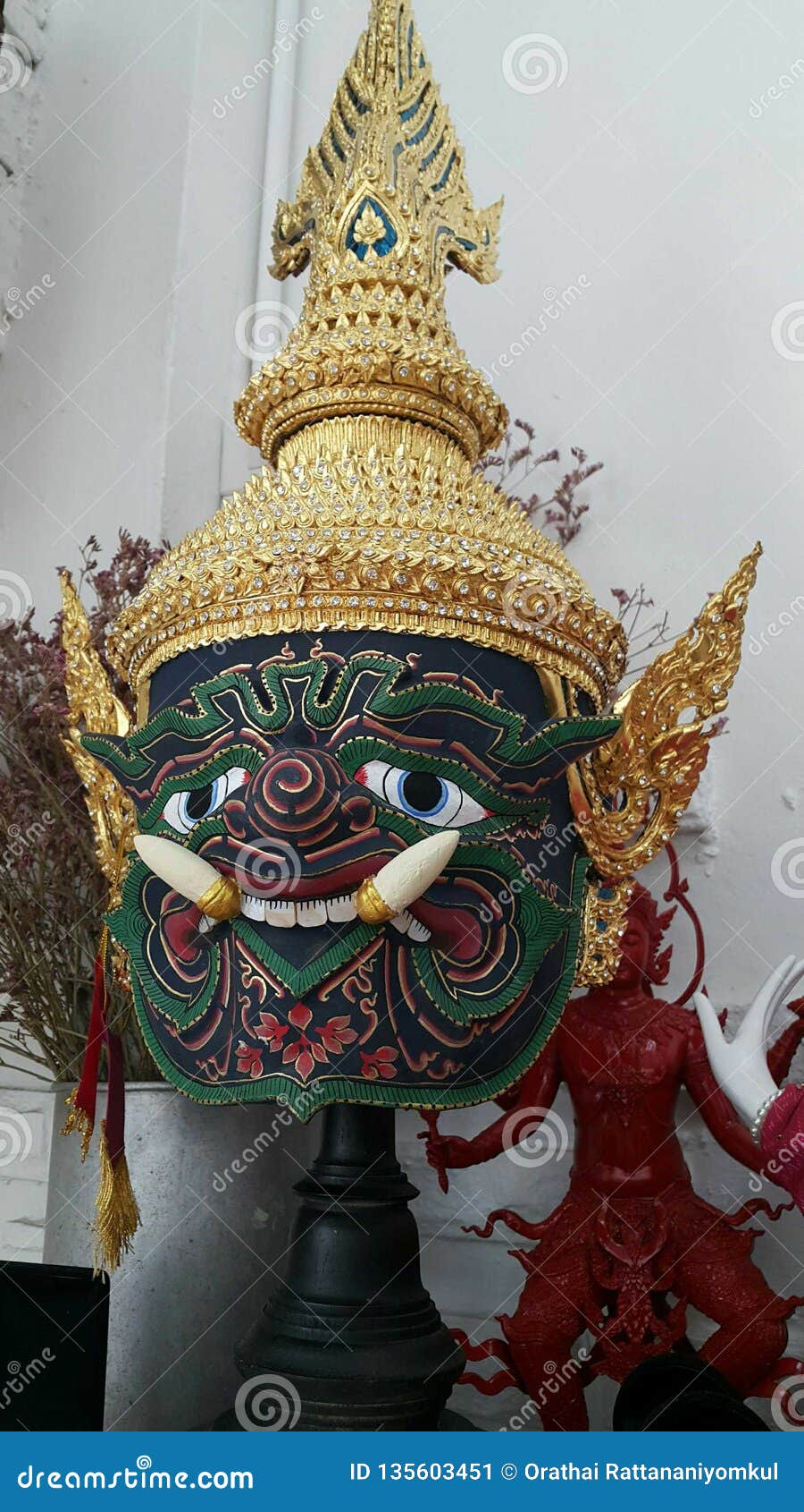 Thai mask stock image. Image of mask, sculpture, traditional - 135603451