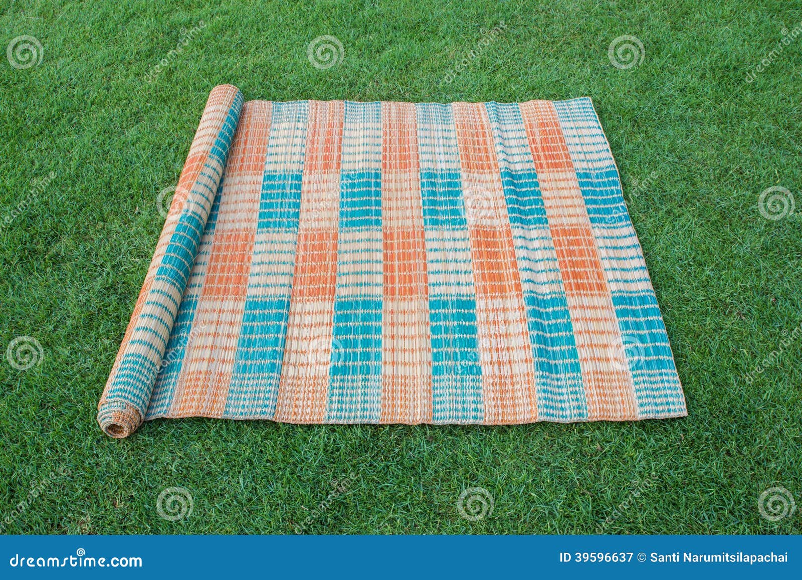 Thai Mat on the Green Grass Stock Image - Image of textile, lifestyle ...