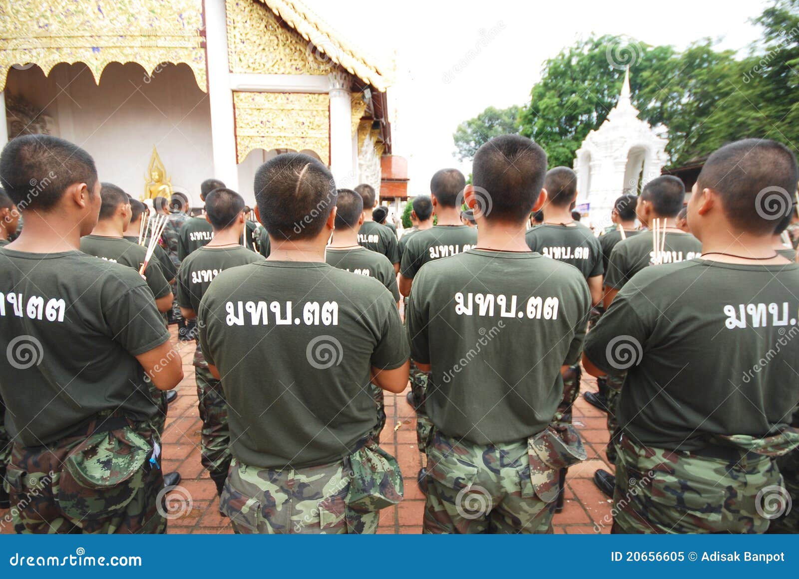Thai Military Around a Temple. Editorial Image - Image of buddha ...