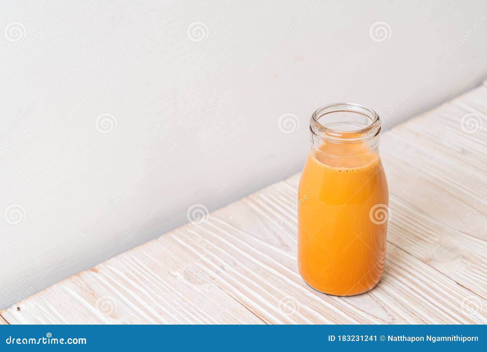 Thai milk tea in bottle stock image. Image of summer - 183231241