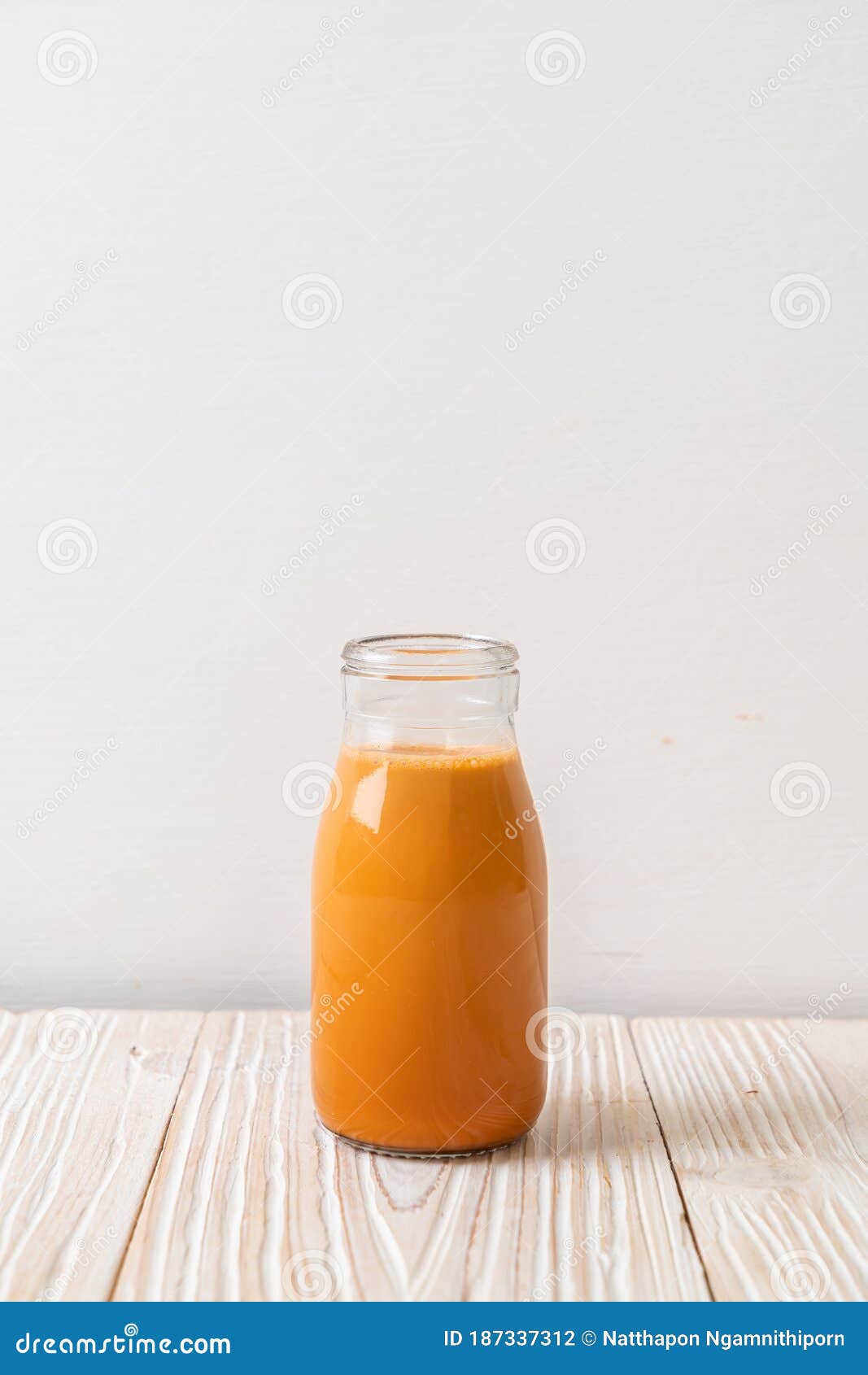 Thai milk tea in bottle stock photo. Image of healthy - 187337312