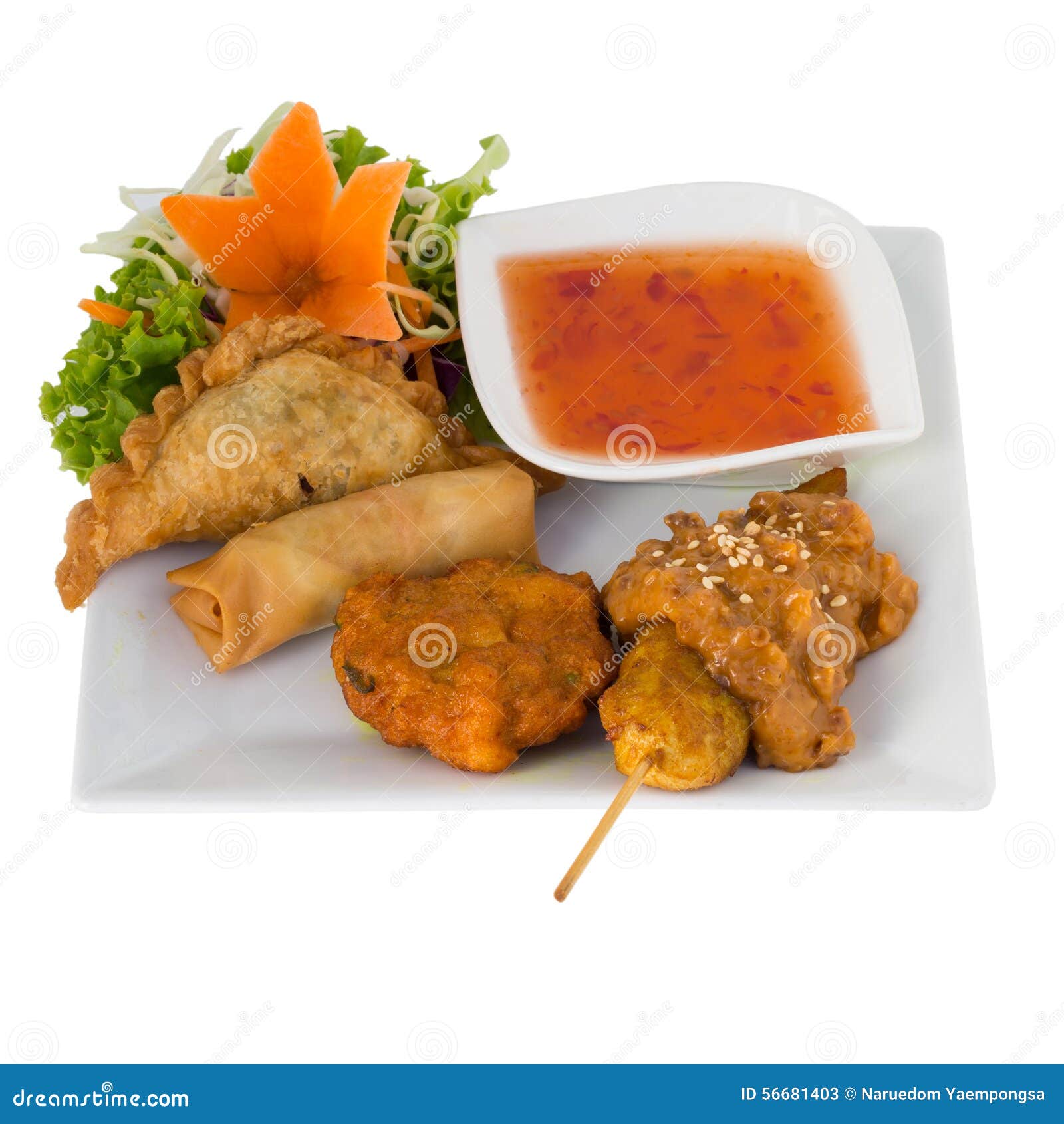 Thai Mixed Starter Isolated on White Stock Image - Image of food ...