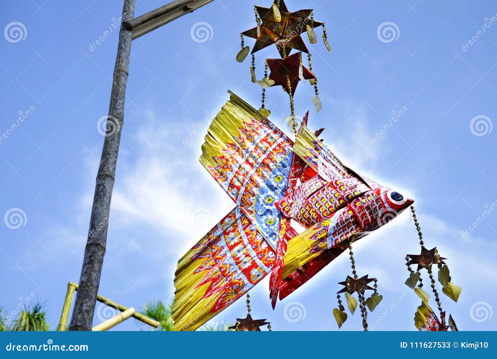 Thai Mobile Fish Made with Palm Leaf. Stock Image - Image of souvenir ...