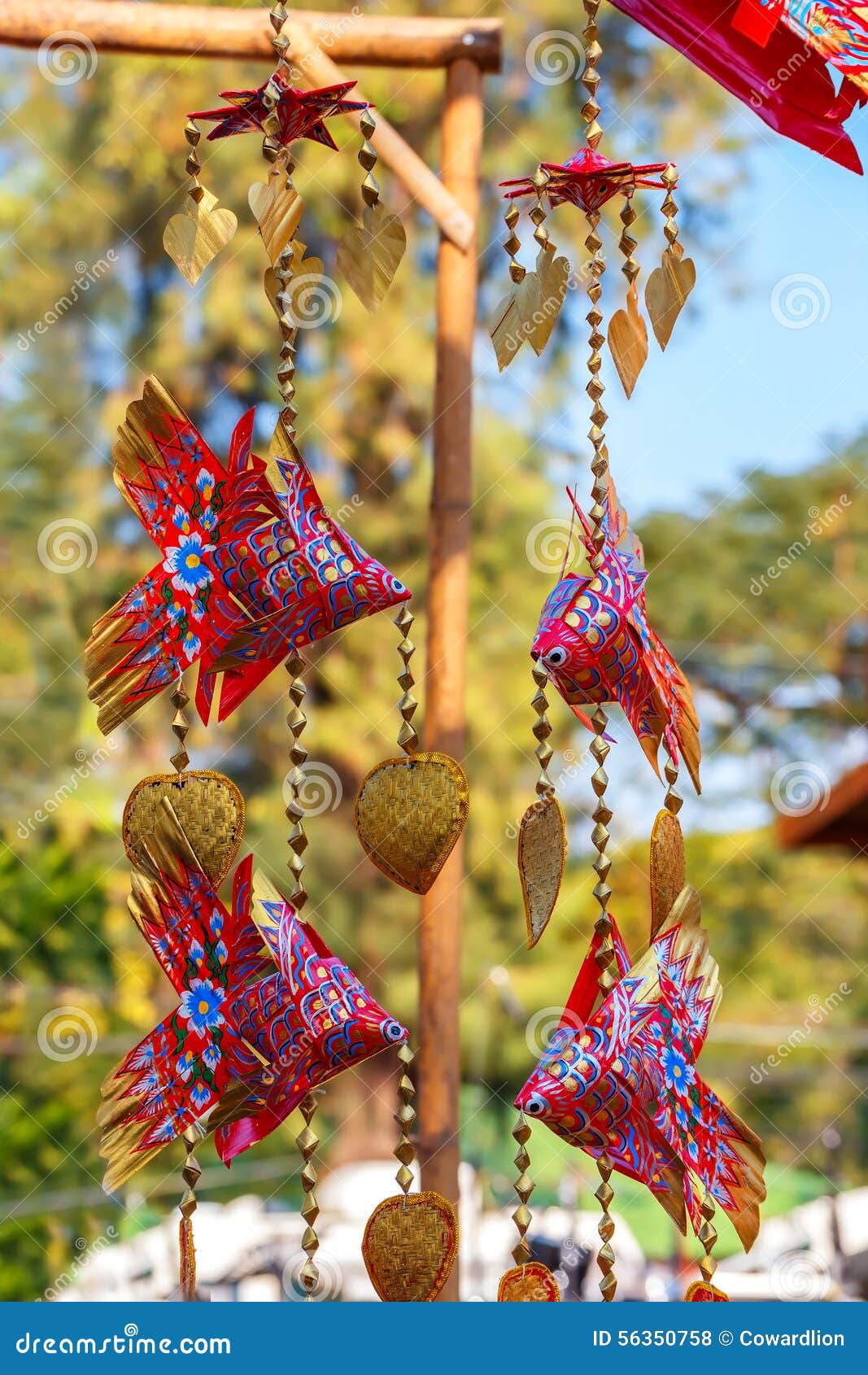 Thai Mobile Fish Made with Palm Leaf Stock Photo - Image of traditional ...