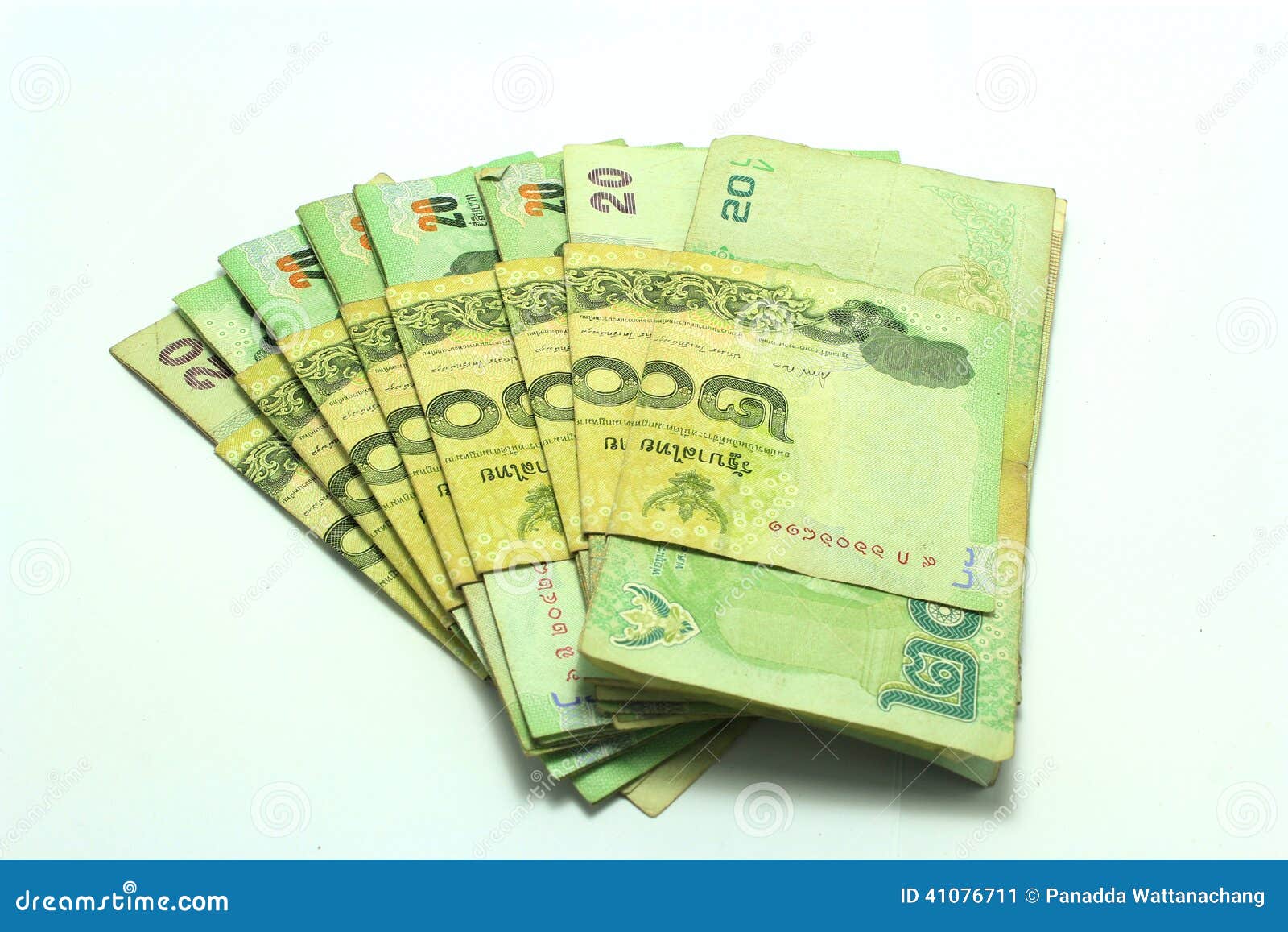 Thai Money 20 Baht Isolated on White Stock Image - Image of finance ...