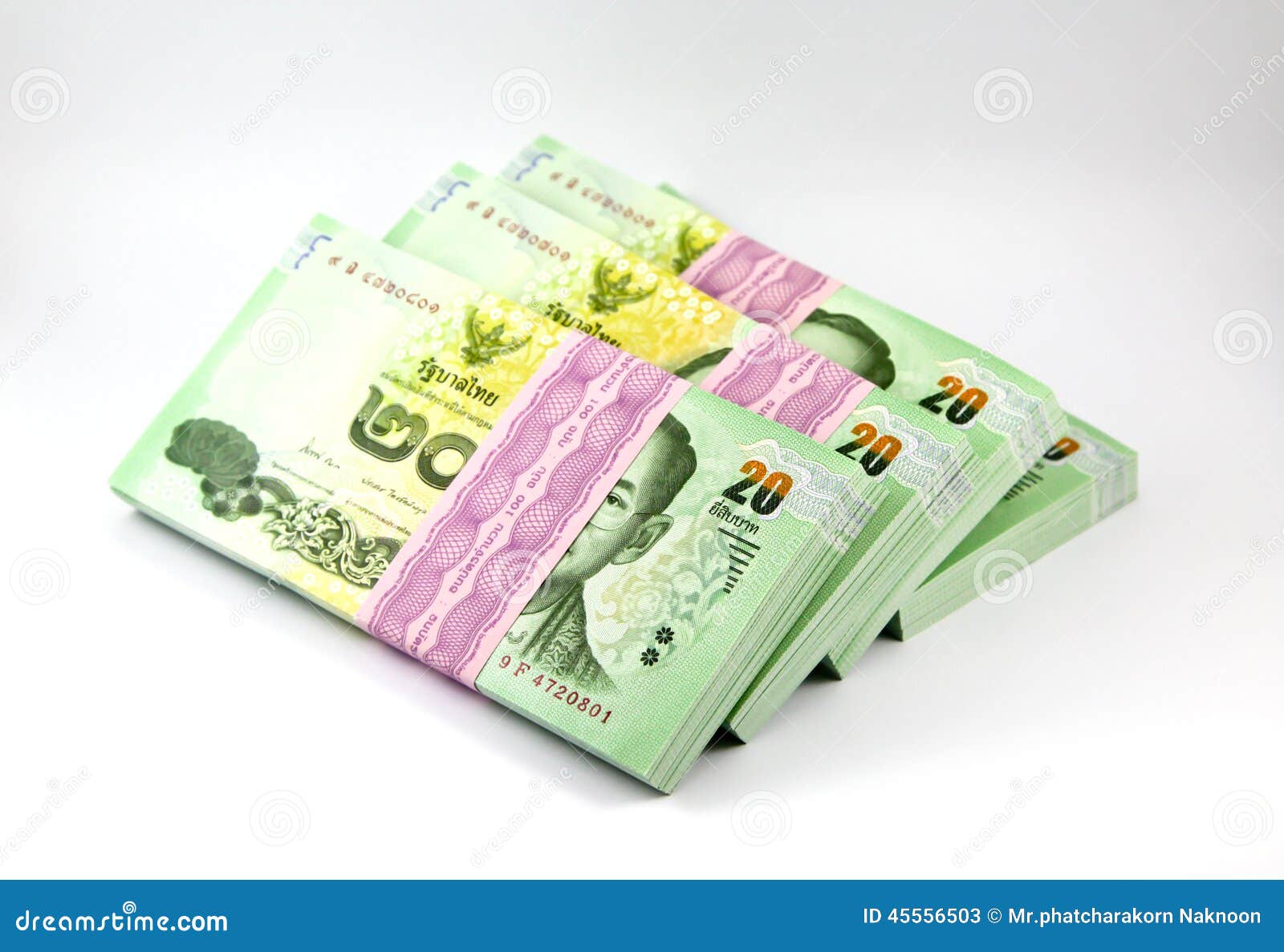 Thai Money on White Background , Banknote Stock Image - Image of stack ...
