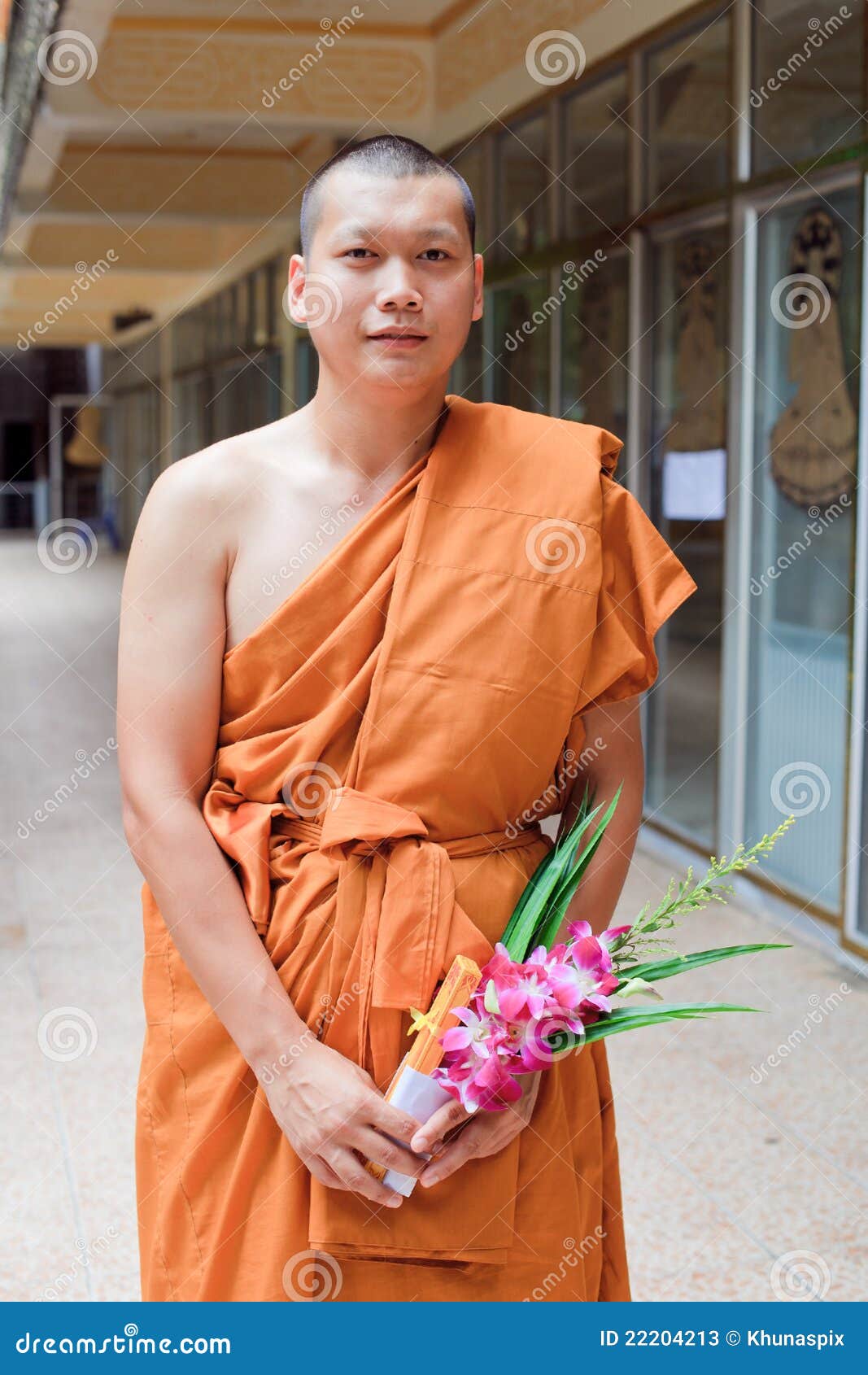 Thai monk stock image. Image of bathing, church, orange - 22204213