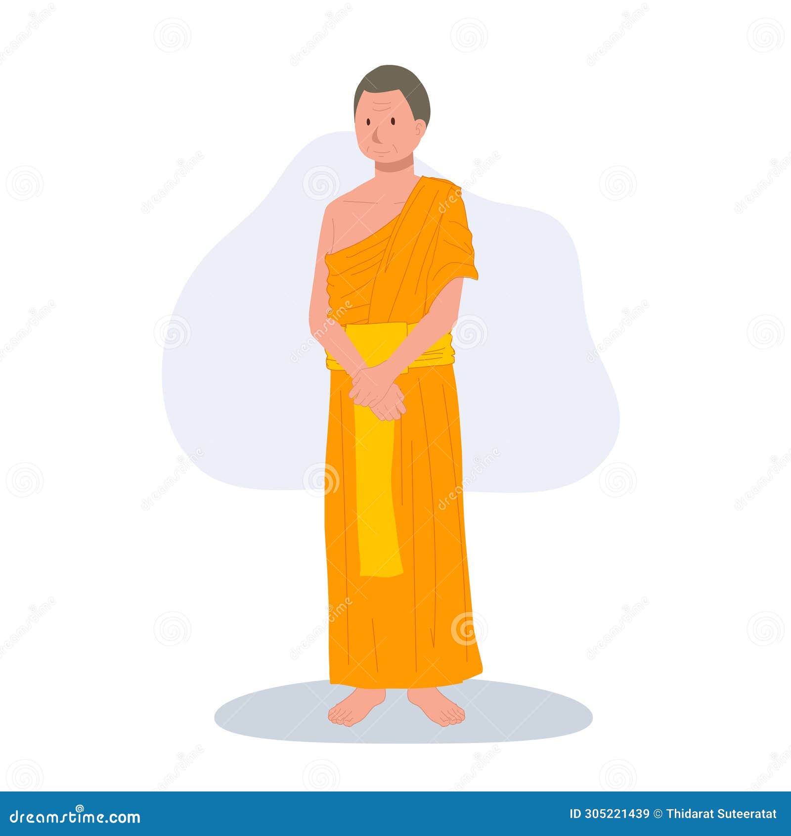 Thai Monk in Traditional Robes. Buddhist Monk Stock Illustration ...