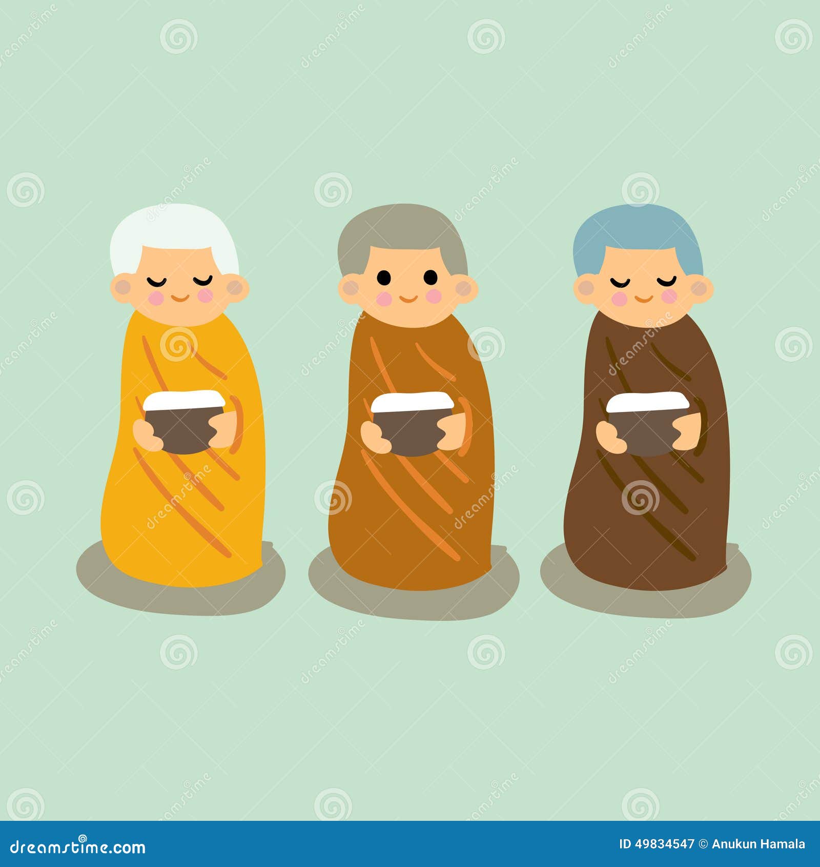 Thai Monks Freehand Drawing Stock Vector - Illustration of travel ...