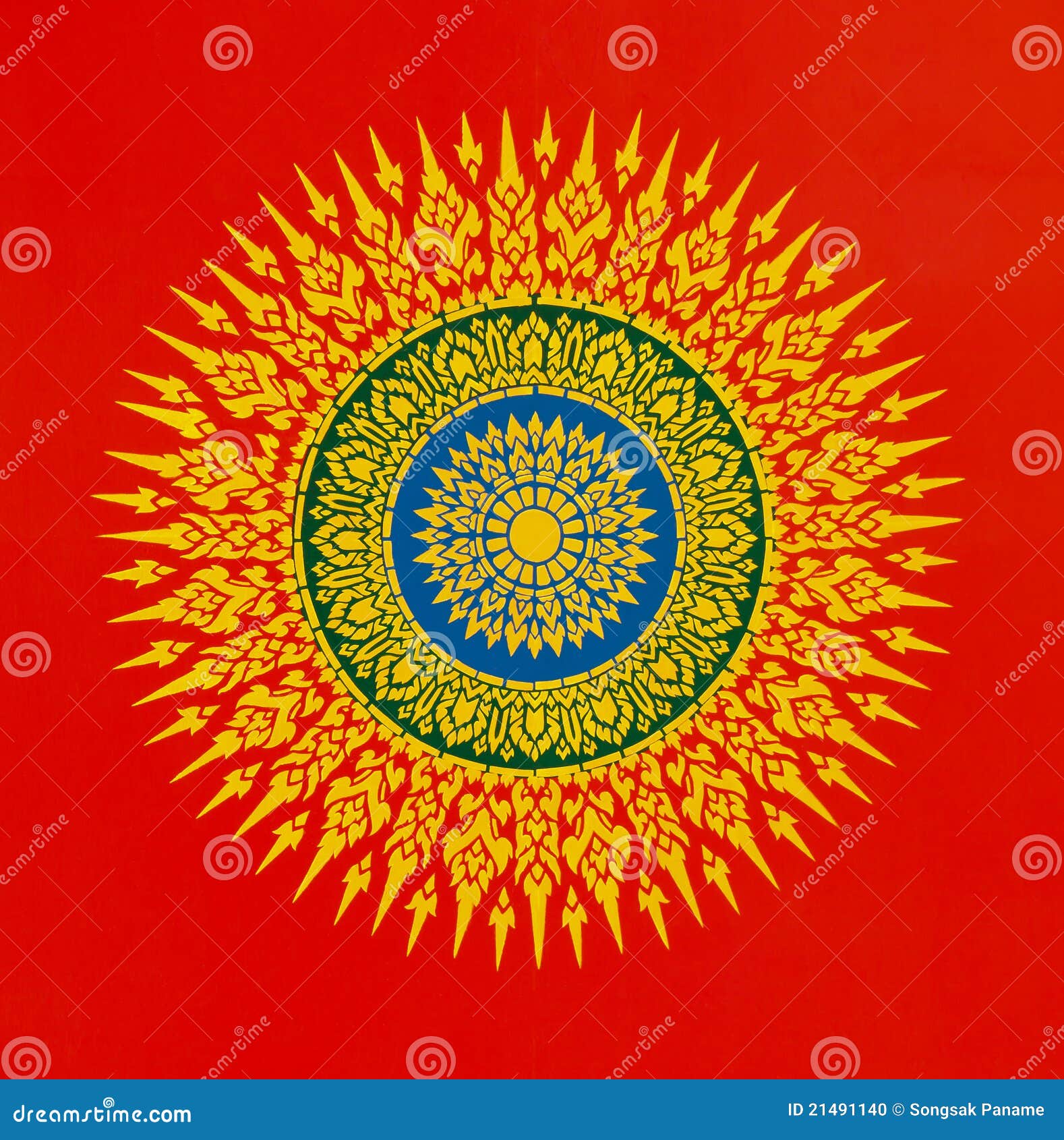 Thai Art Drawing Background Ramakien At Temple In Thailand.Wat Suthat ...