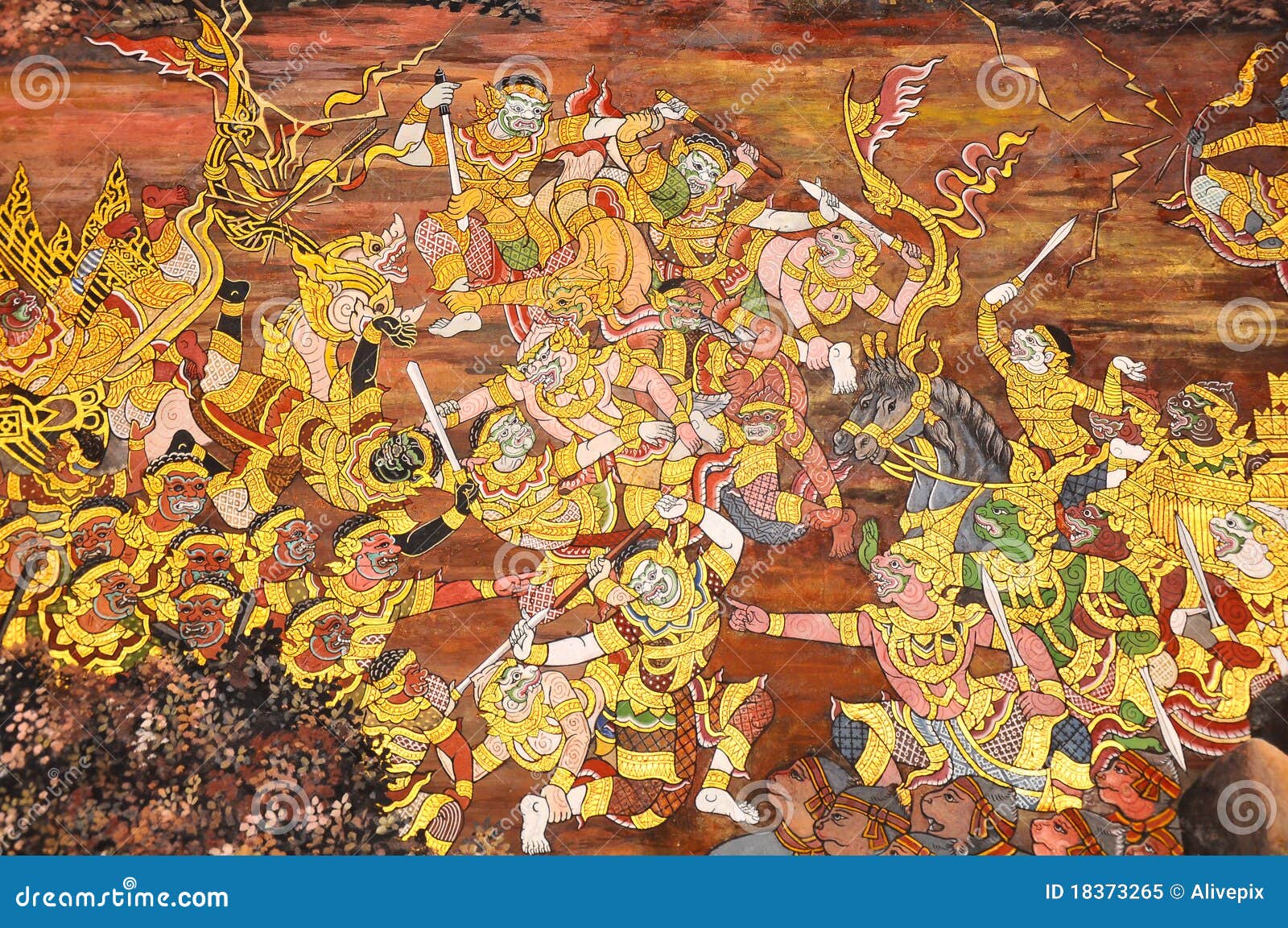 Thai Mural stock image. Image of culture, delicacy, demon - 18373265