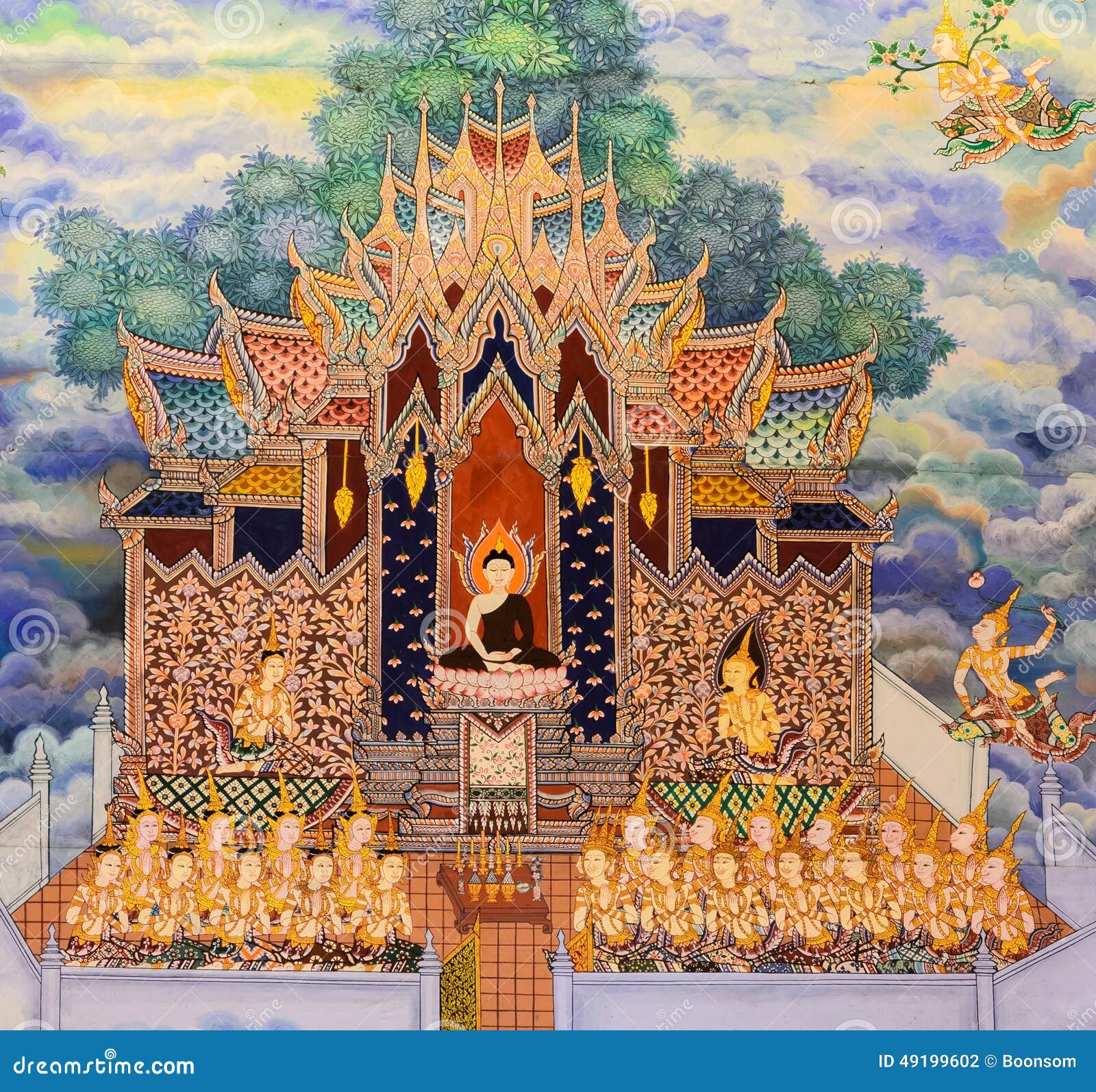 Thai mural painting stock photo. Image of mural, culture - 49199602