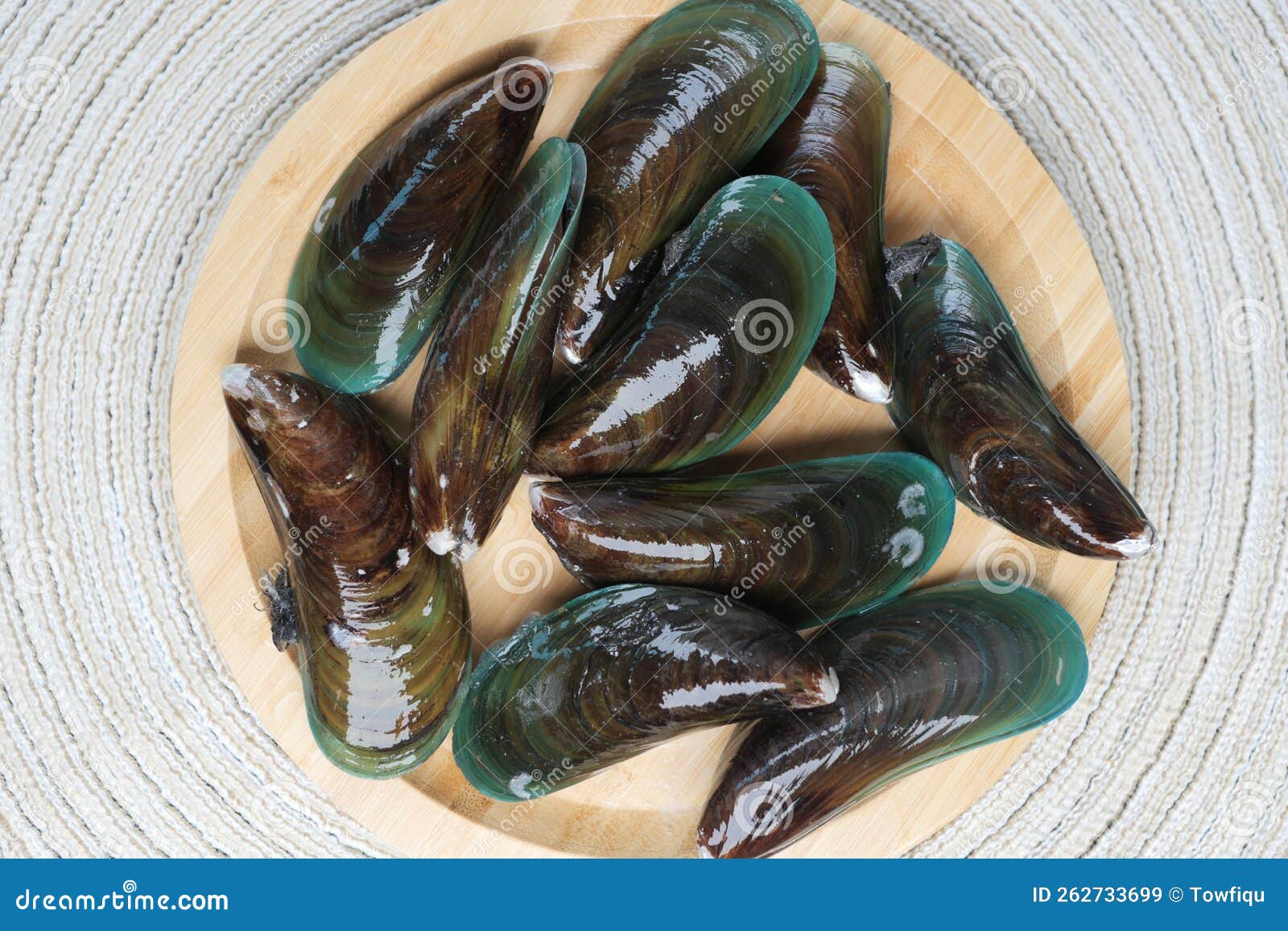 Thai Mussels in Metal on Table Top View Stock Image - Image of fish ...
