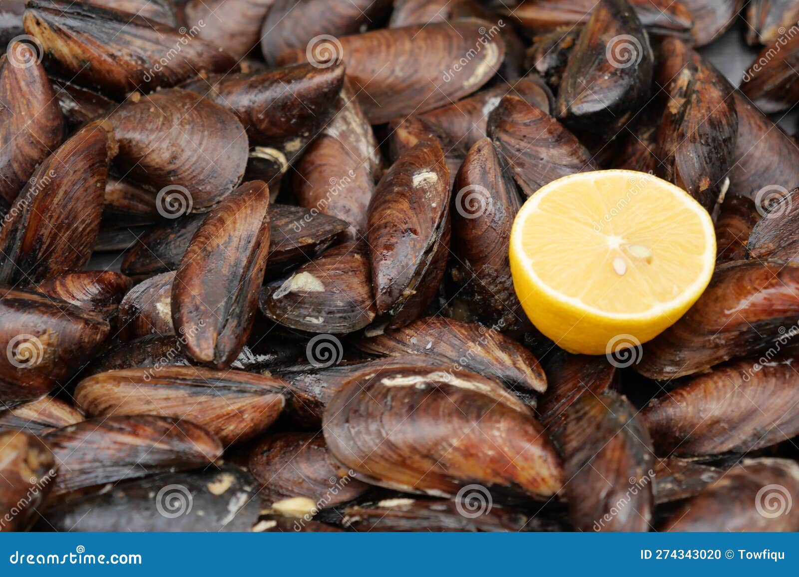 Thai Mussels in Metal on Table Top View Stock Photo - Image of seafood ...