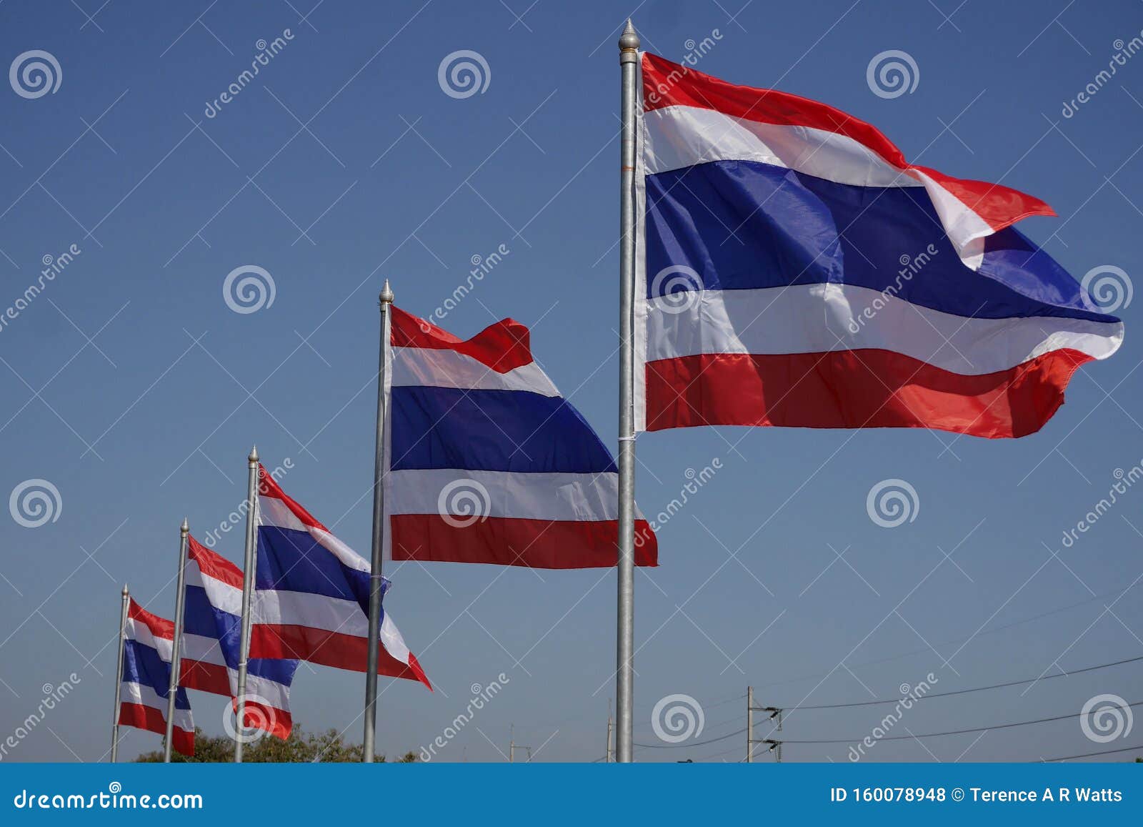 Thai National Flags Flying in the Wind. Stock Photo - Image of national ...