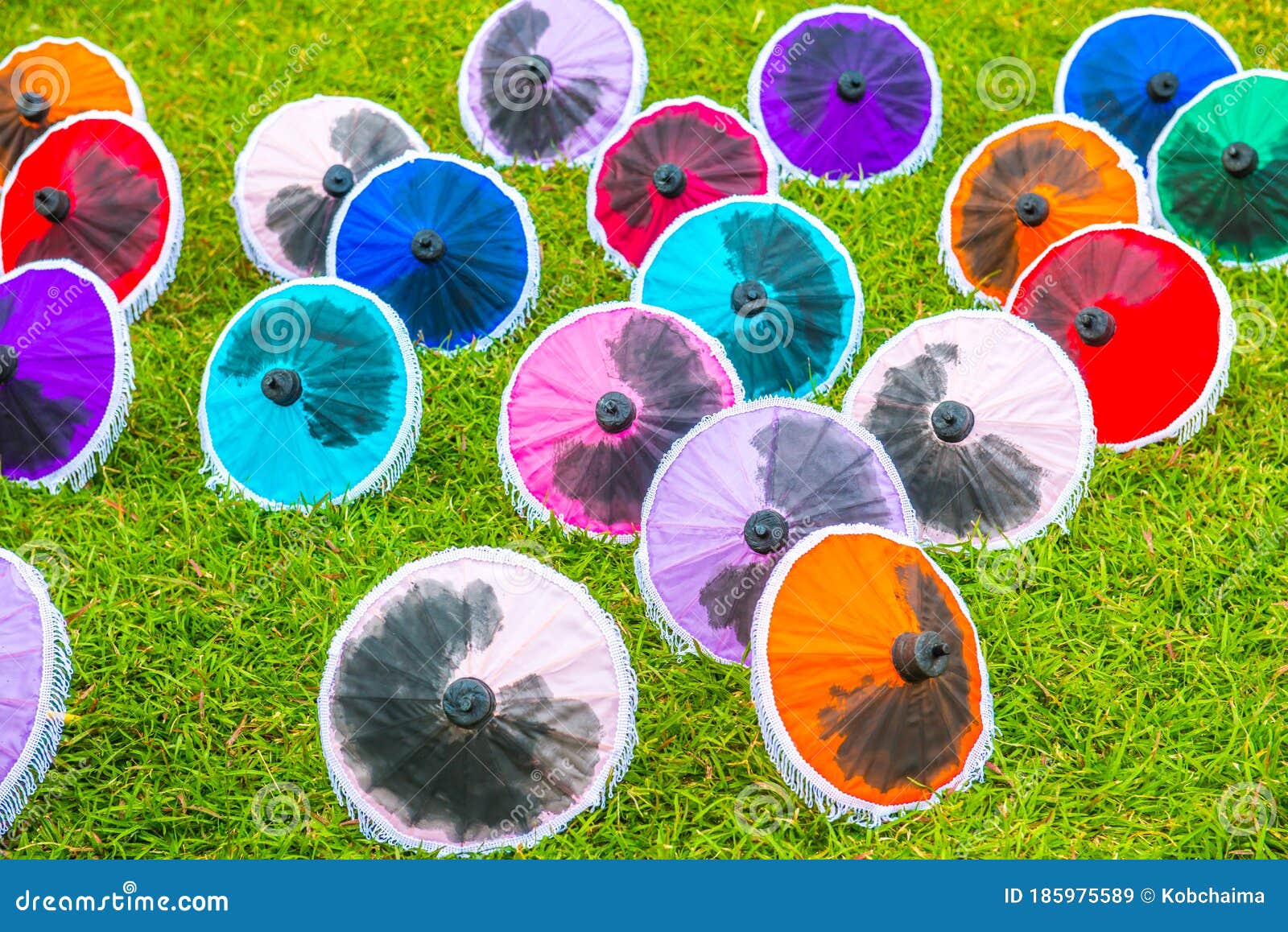Thai Native Umbrella on Grass Stock Image - Image of multicoloured ...