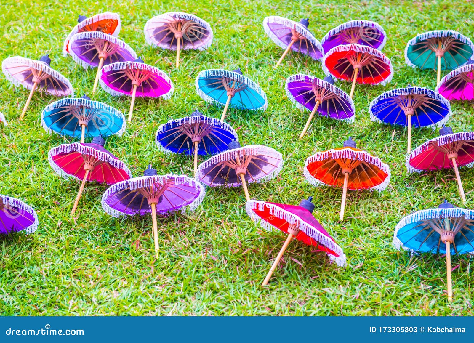 Thai Native Umbrella on Grass Stock Image - Image of beauty, decoration ...