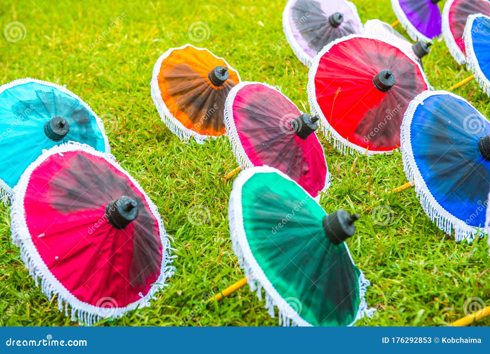 Thai Native Umbrella on Grass Stock Image - Image of color, native ...