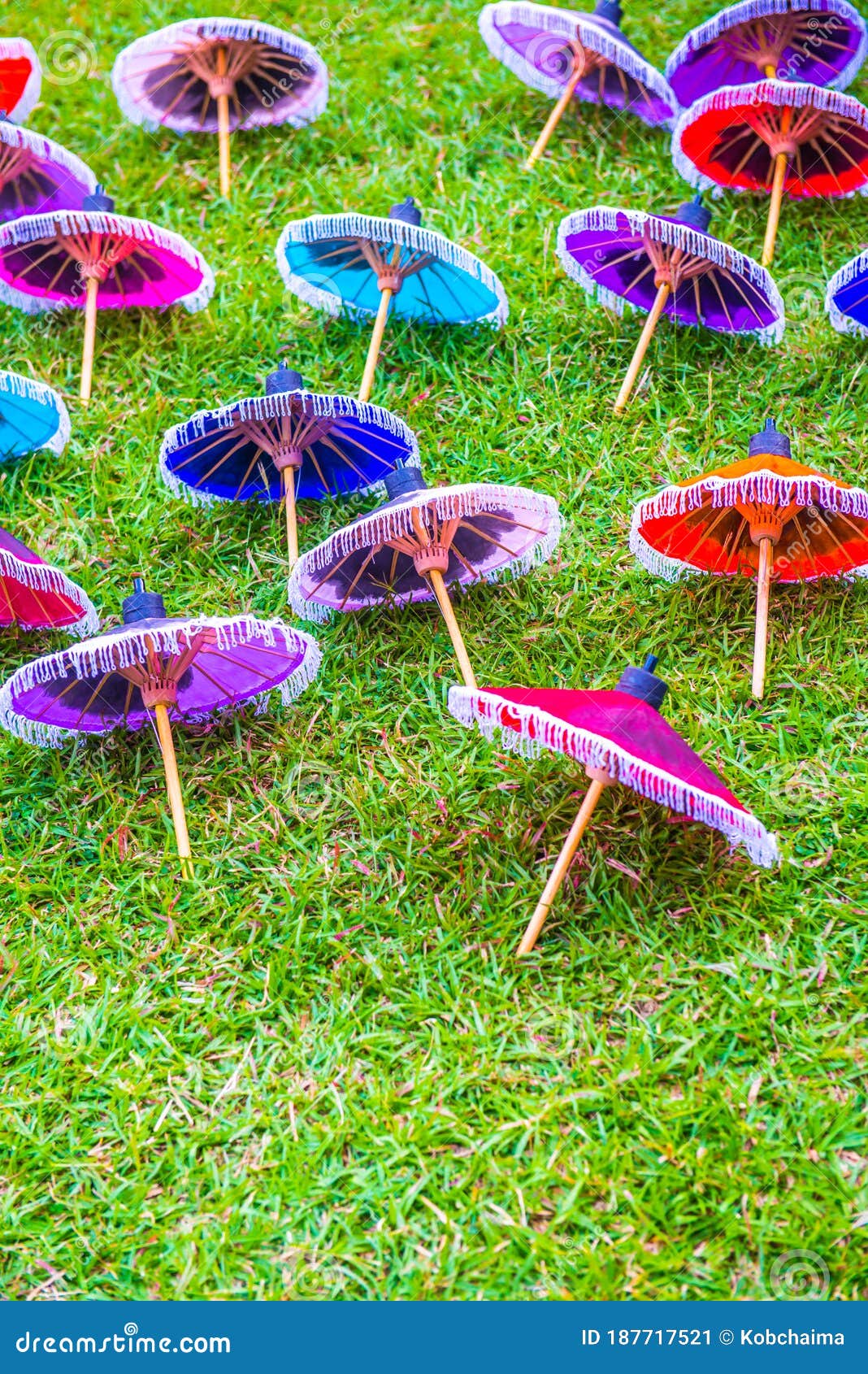 Thai Native Umbrella on Grass Stock Image - Image of color, decorated ...