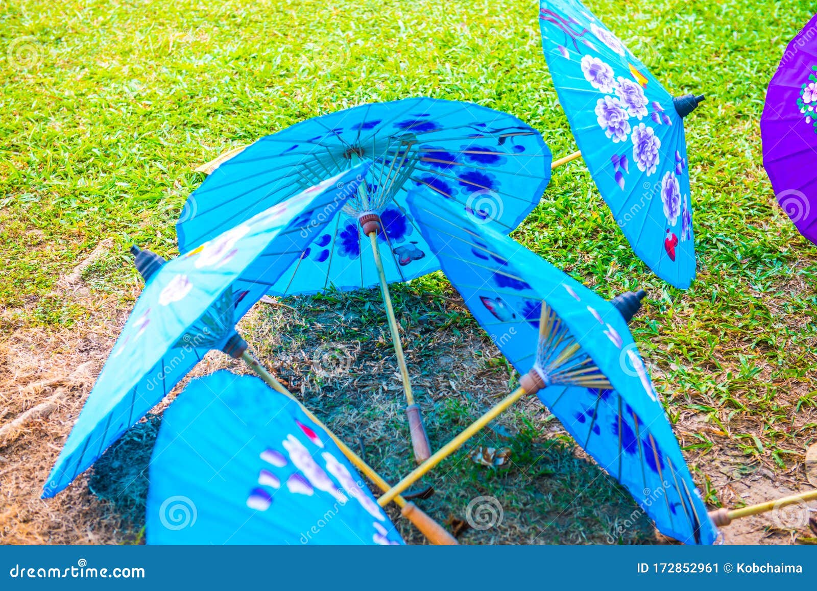 Thai Native Umbrella on Ground Stock Image - Image of decoration ...