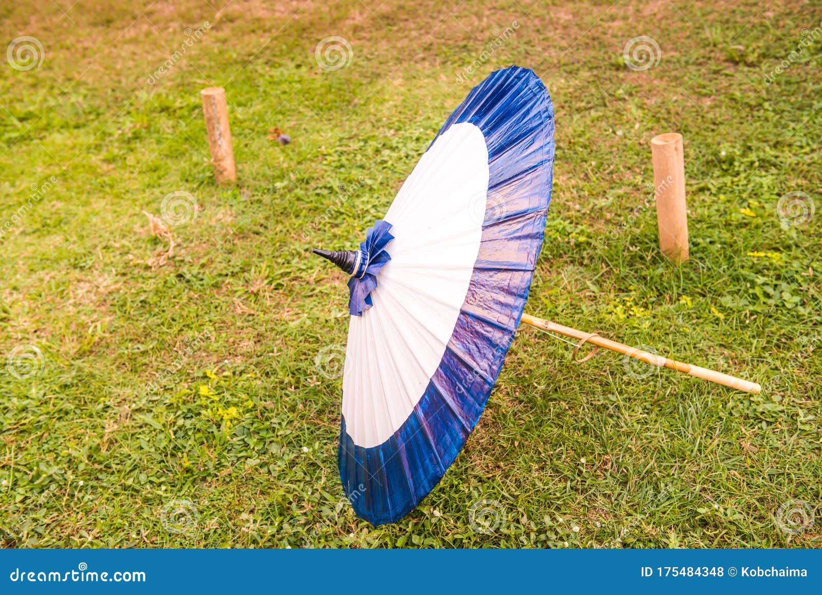 Thai Native Umbrella on Ground Stock Photo - Image of background, style ...