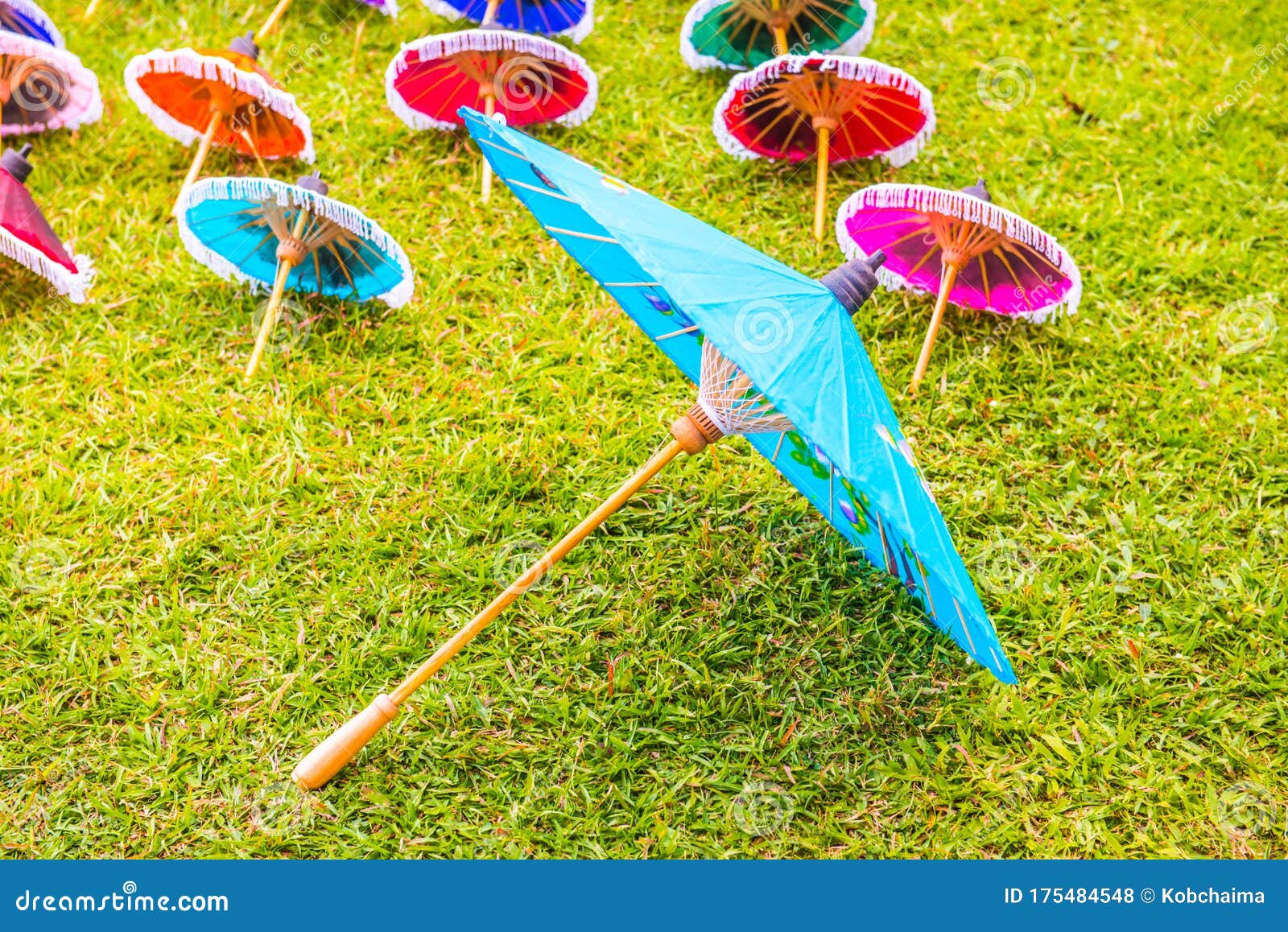 Thai Native Umbrella on Ground Stock Photo - Image of umbrellas ...