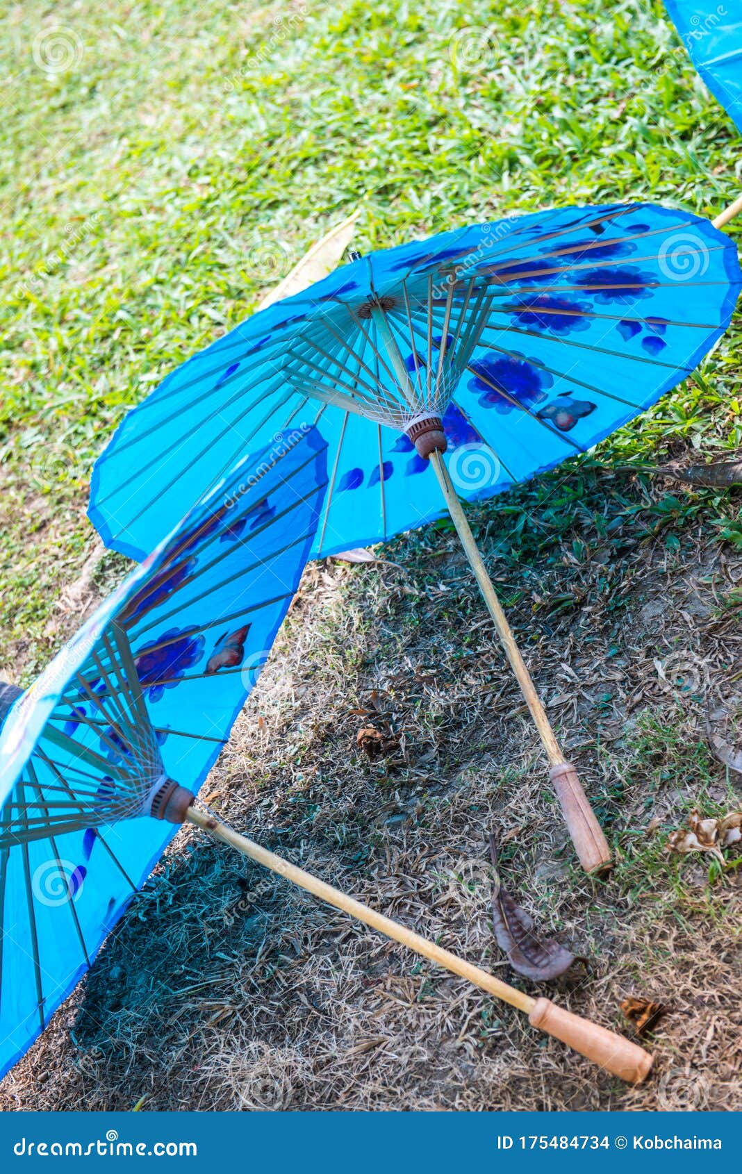 Thai Native Umbrella on Ground Stock Photo - Image of umbrellas, native ...