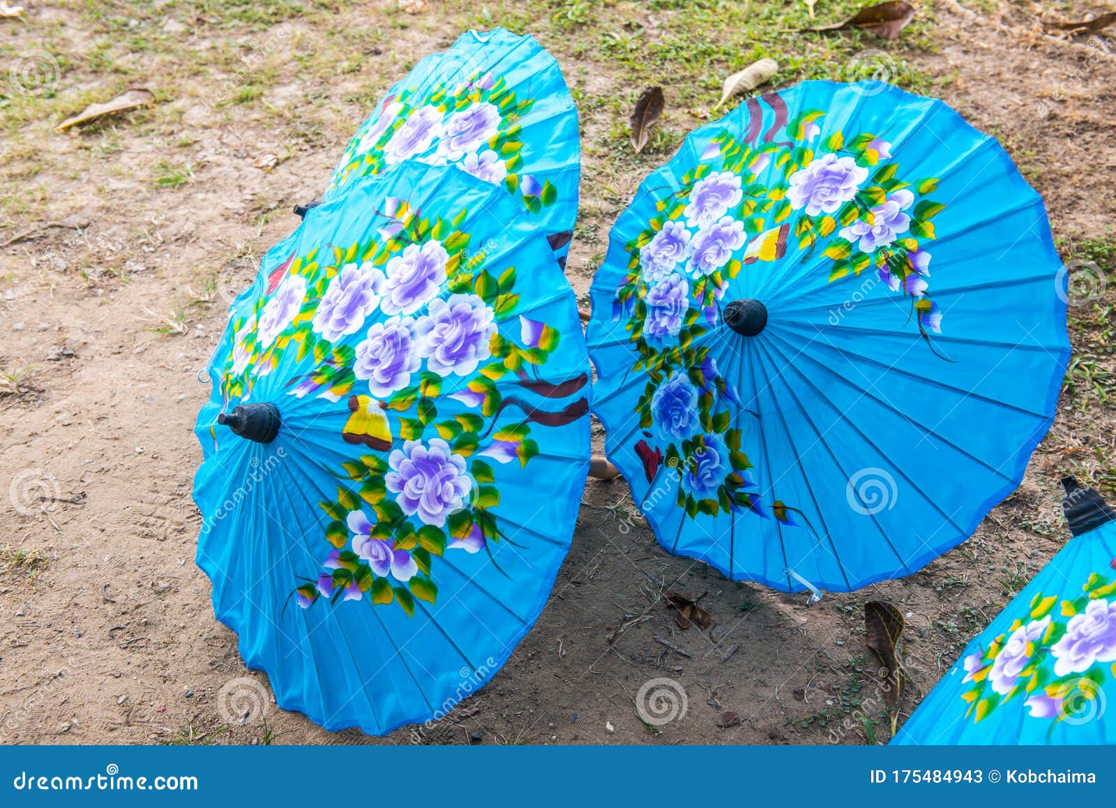Thai Native Umbrella on Ground Stock Image - Image of decoration ...