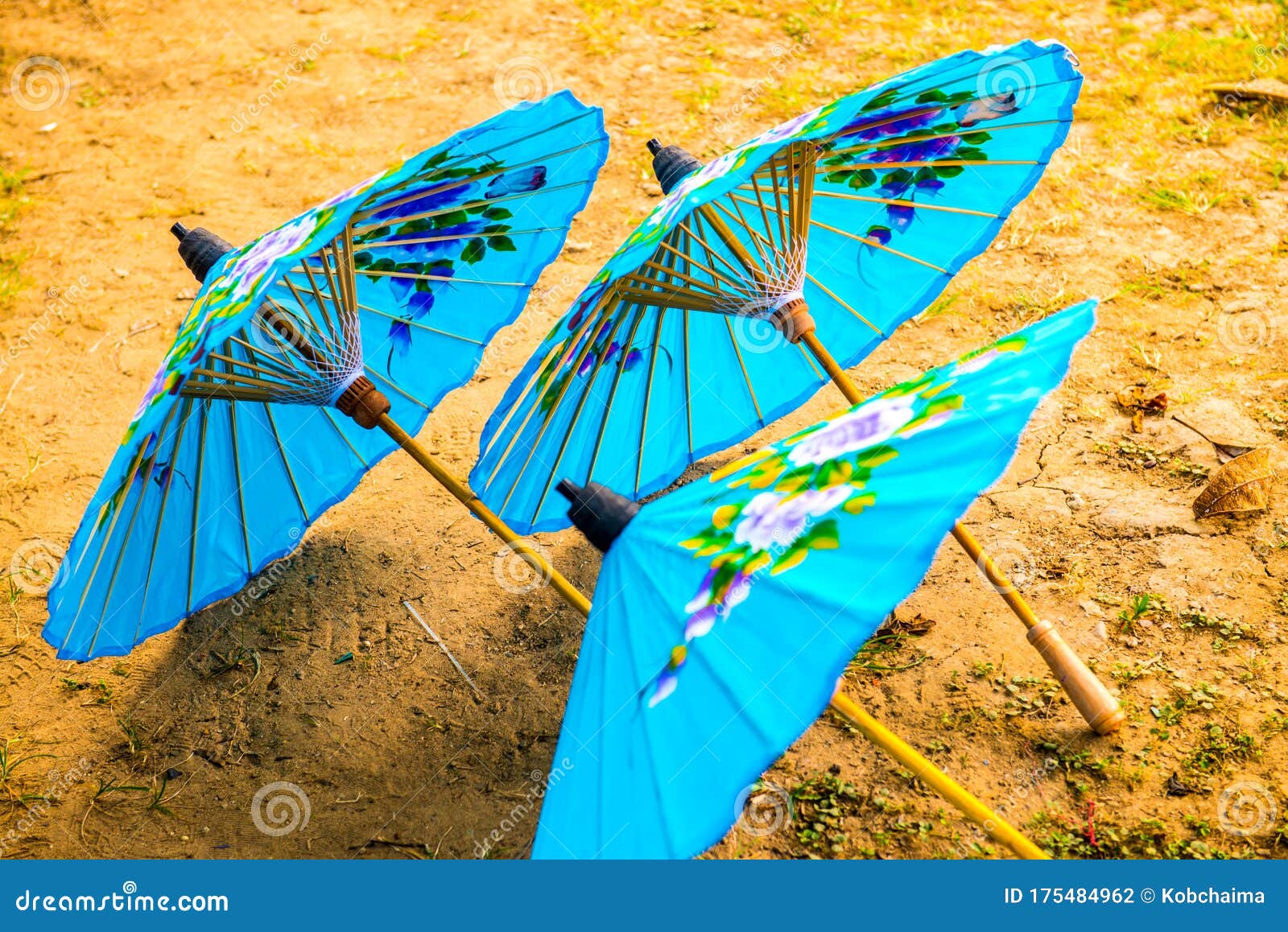 Thai Native Umbrella on Ground Stock Photo - Image of umbrella, native ...