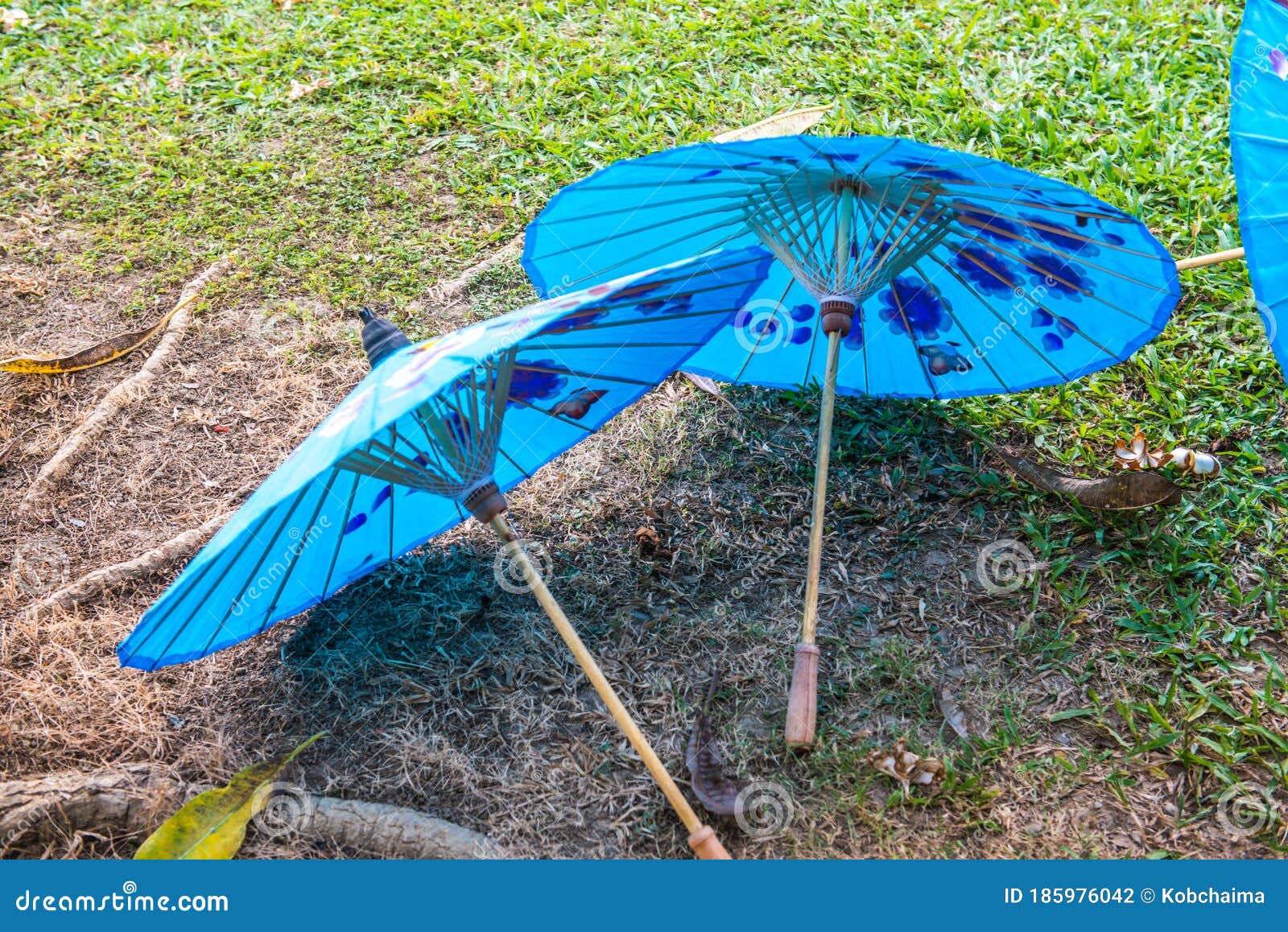 Thai Native Umbrella on Ground Stock Photo - Image of decorative ...