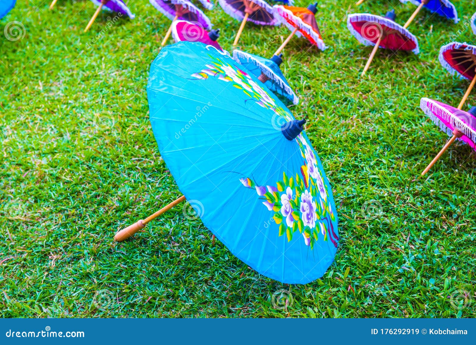 Thai Native Umbrella on Ground Stock Image - Image of umbrella, colour ...