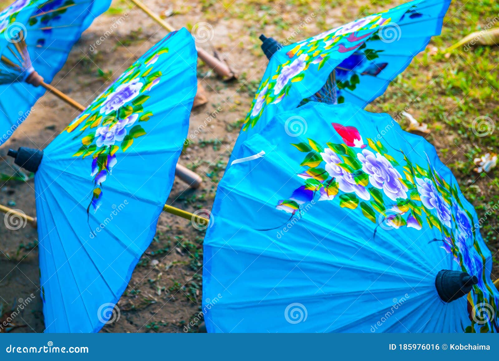 Thai Native Umbrella on Ground Stock Photo - Image of thailand, object ...