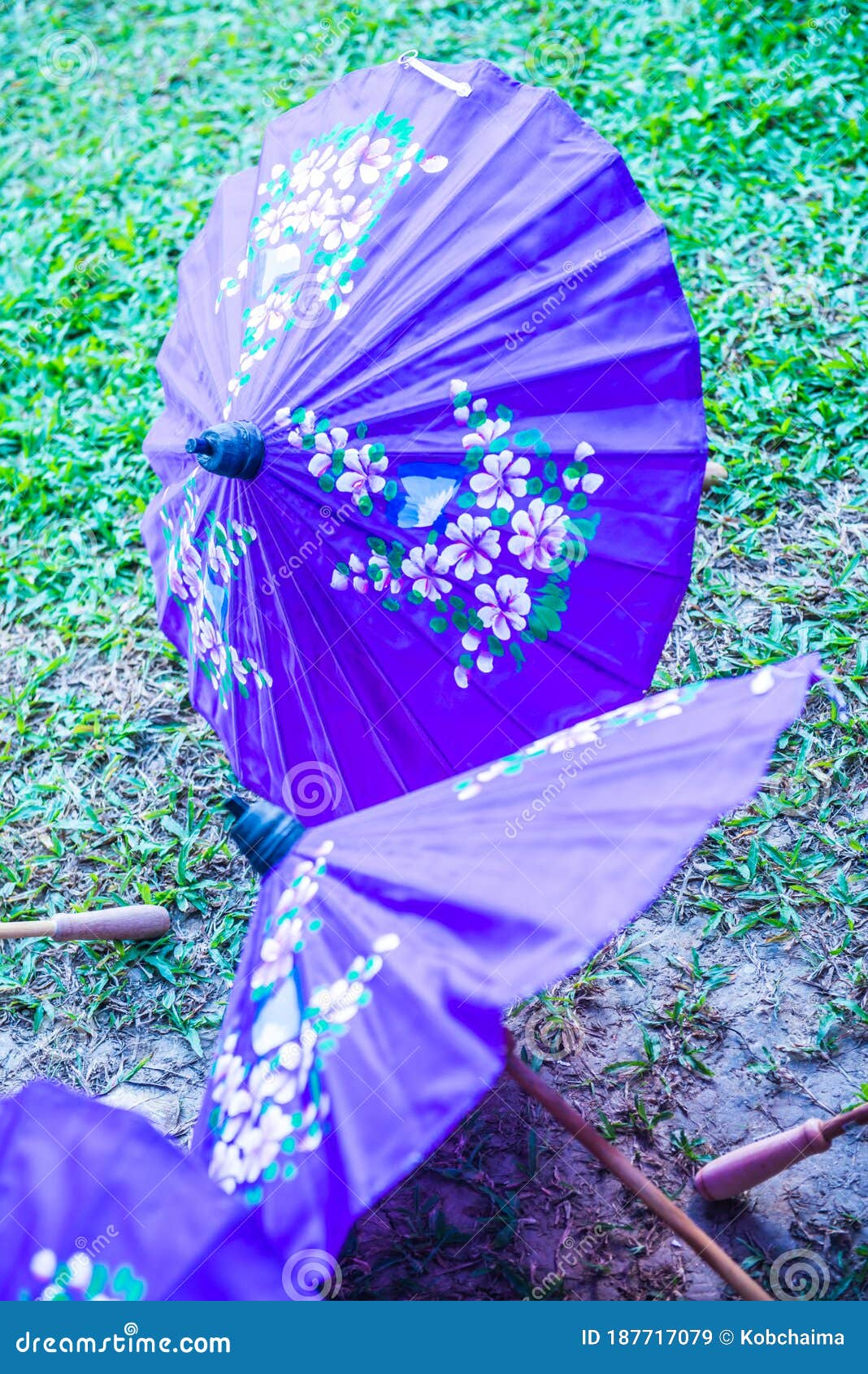 Thai Native Umbrella on Ground Stock Image - Image of multicoloured ...