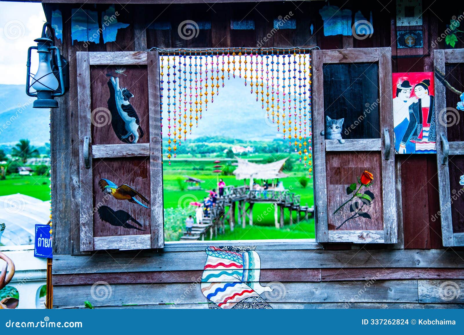 Thai Native Window at Si Mongkol Temple Stock Photo - Image of country ...