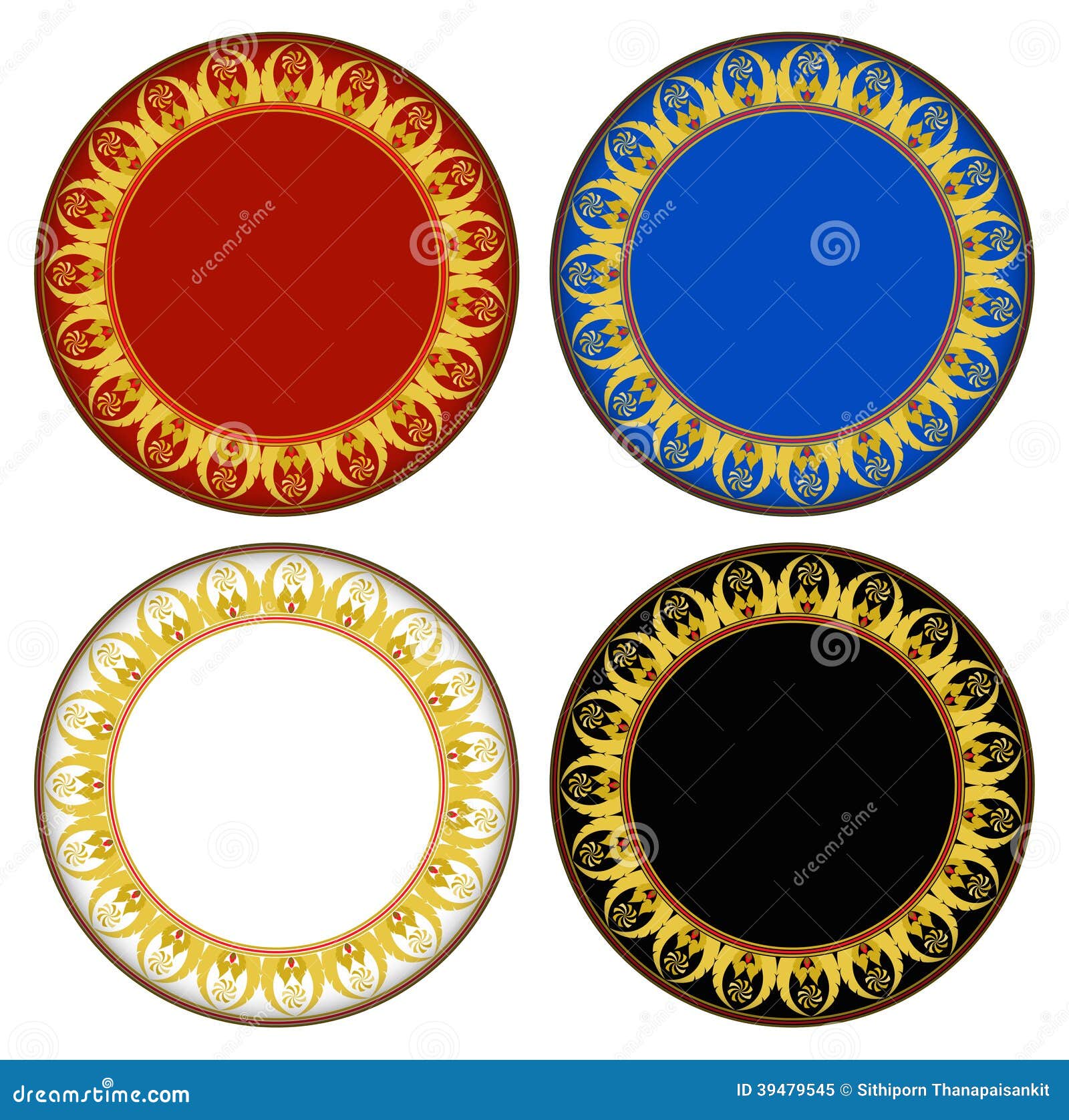 Thai New Style Gold Circle Frame Stock Vector - Illustration of design ...