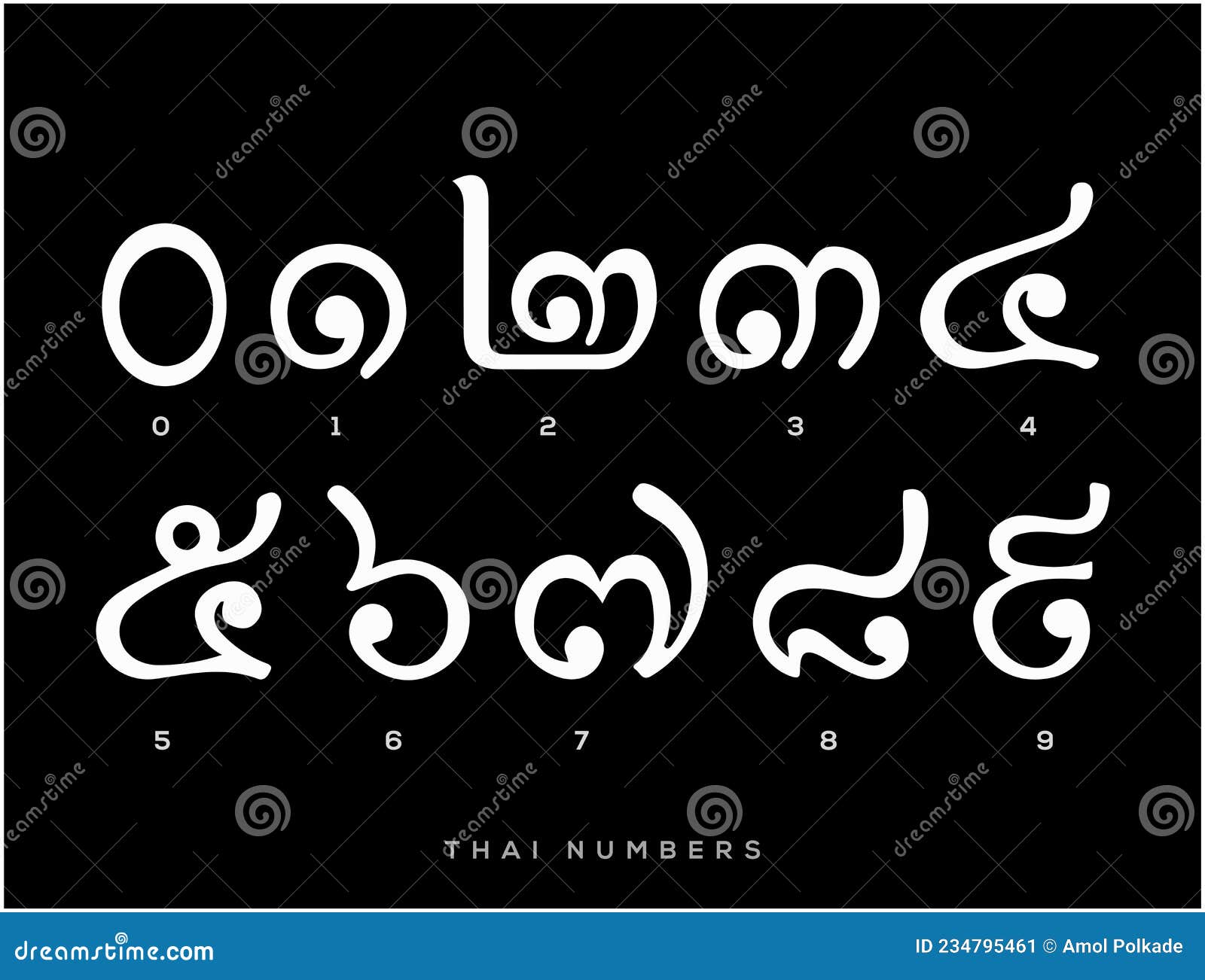 Thai Numbers Set. O To 9 Thai Digits Vector Set Stock Vector ...