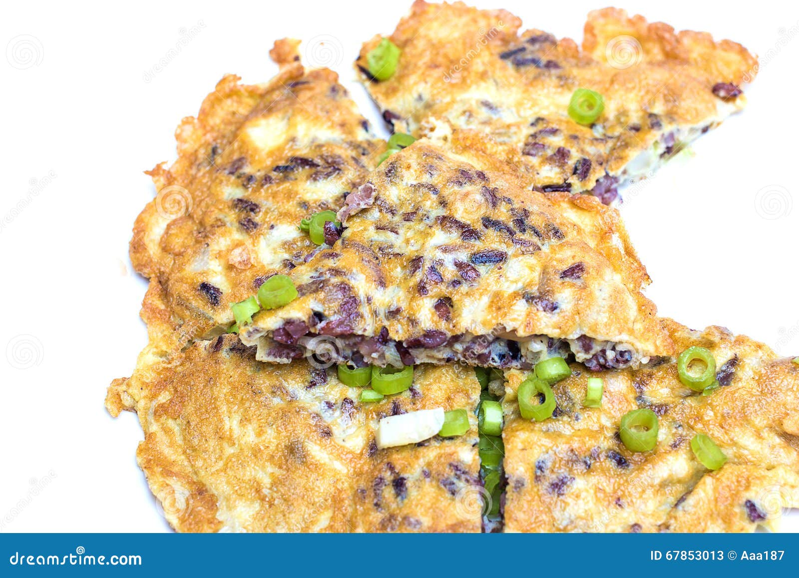 Thai Omelet With Steamed Rice On Wood Table Background Royalty-Free ...