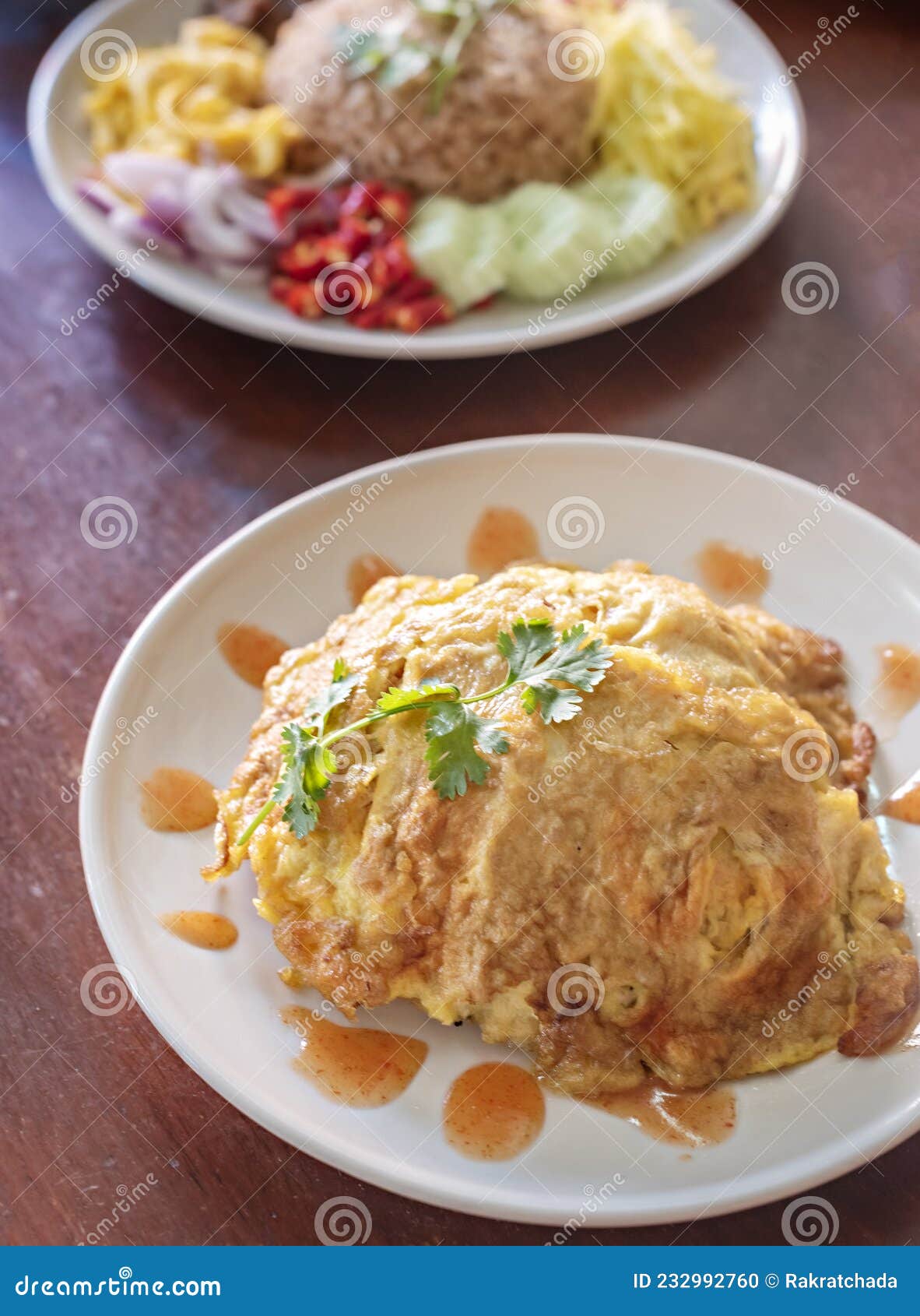 Thai Omelette Over Steamed Rice Stock Photo - Image of rice, nutrition ...