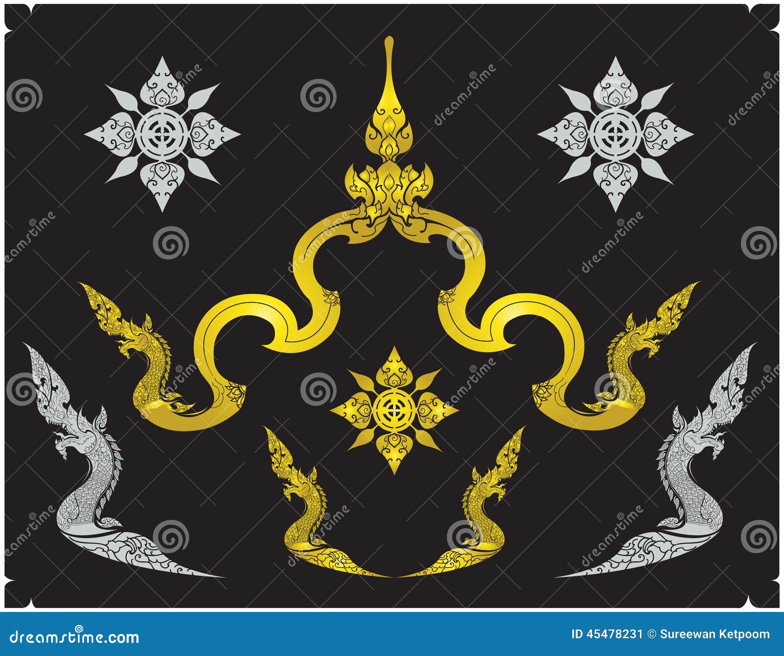 Thai Ornament Design and Border Thai Stock Vector - Illustration of ...