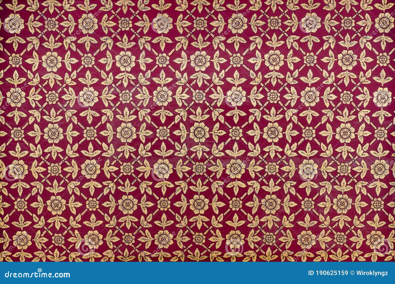 Thai Ornamental Pattern with Gold Leaf on Ceiling of Temple of Wat Pho ...