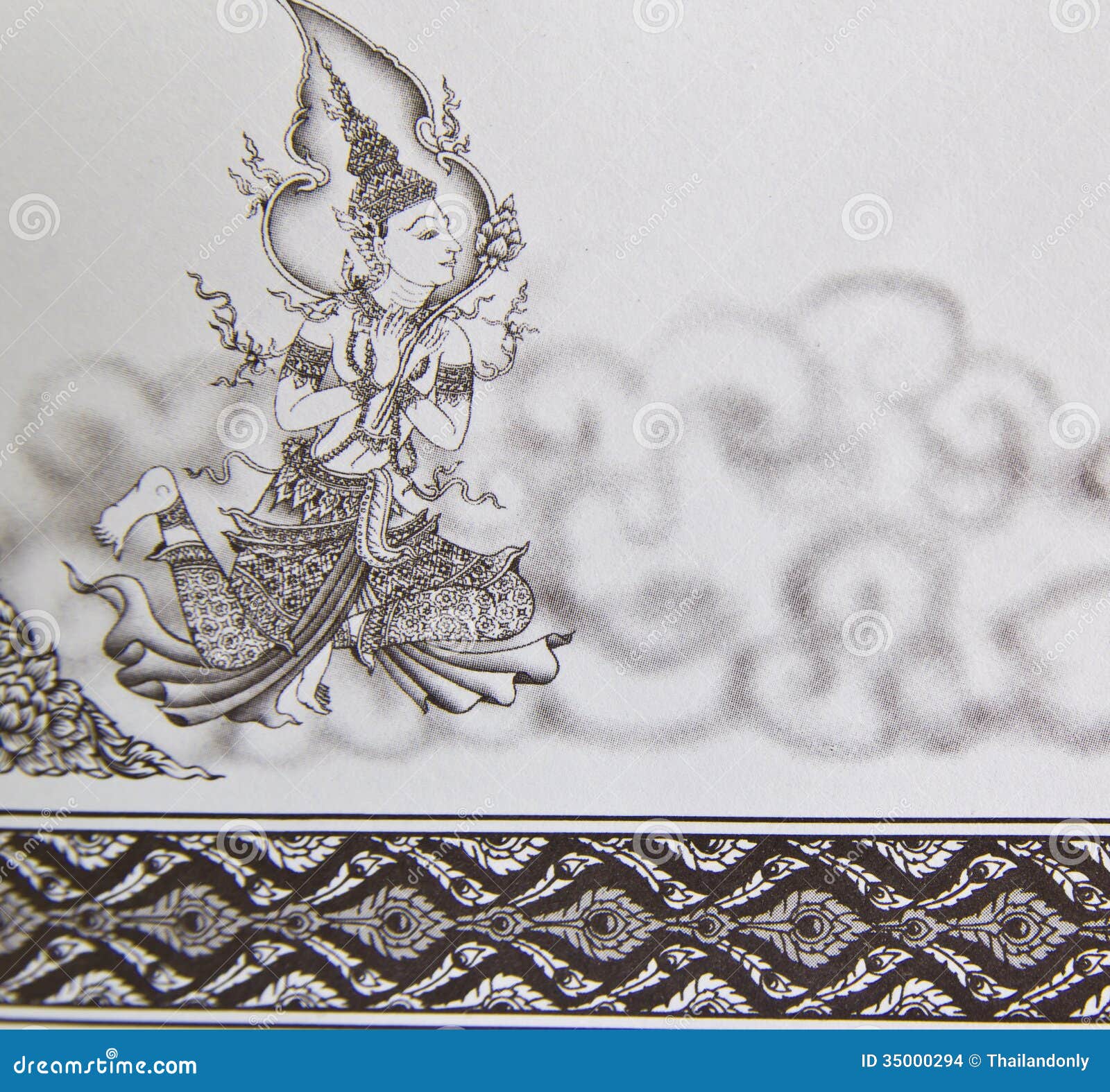 Thai painting on paper stock photo. Image of paper, brown - 35000294