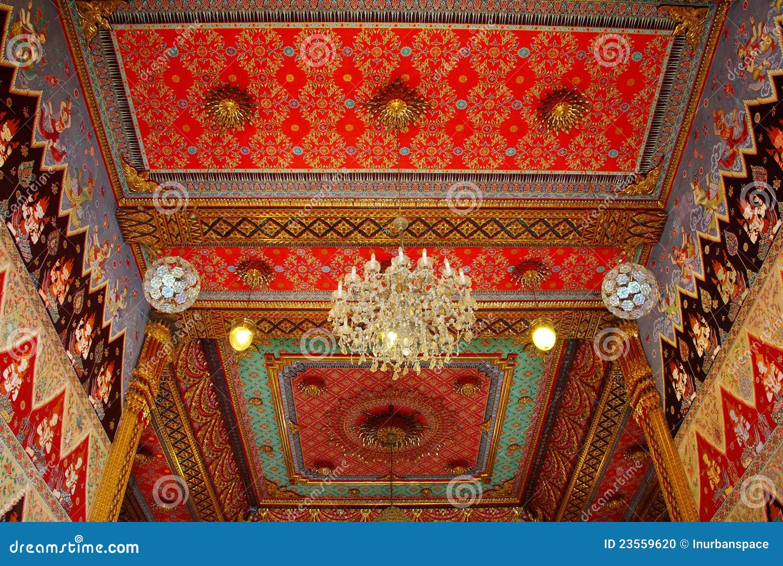 Thai Pattern on the Ceiling in Templ Stock Photo - Image of roof ...