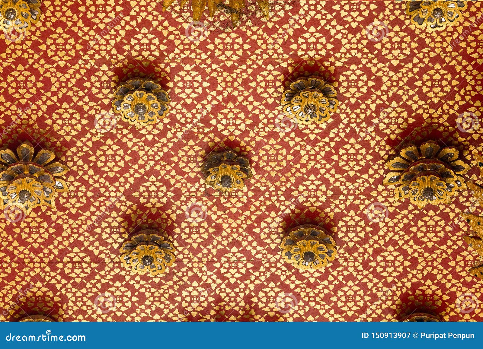 With Thai Pattern On The Ceiling Of The Thai Temple Royalty-Free Stock ...