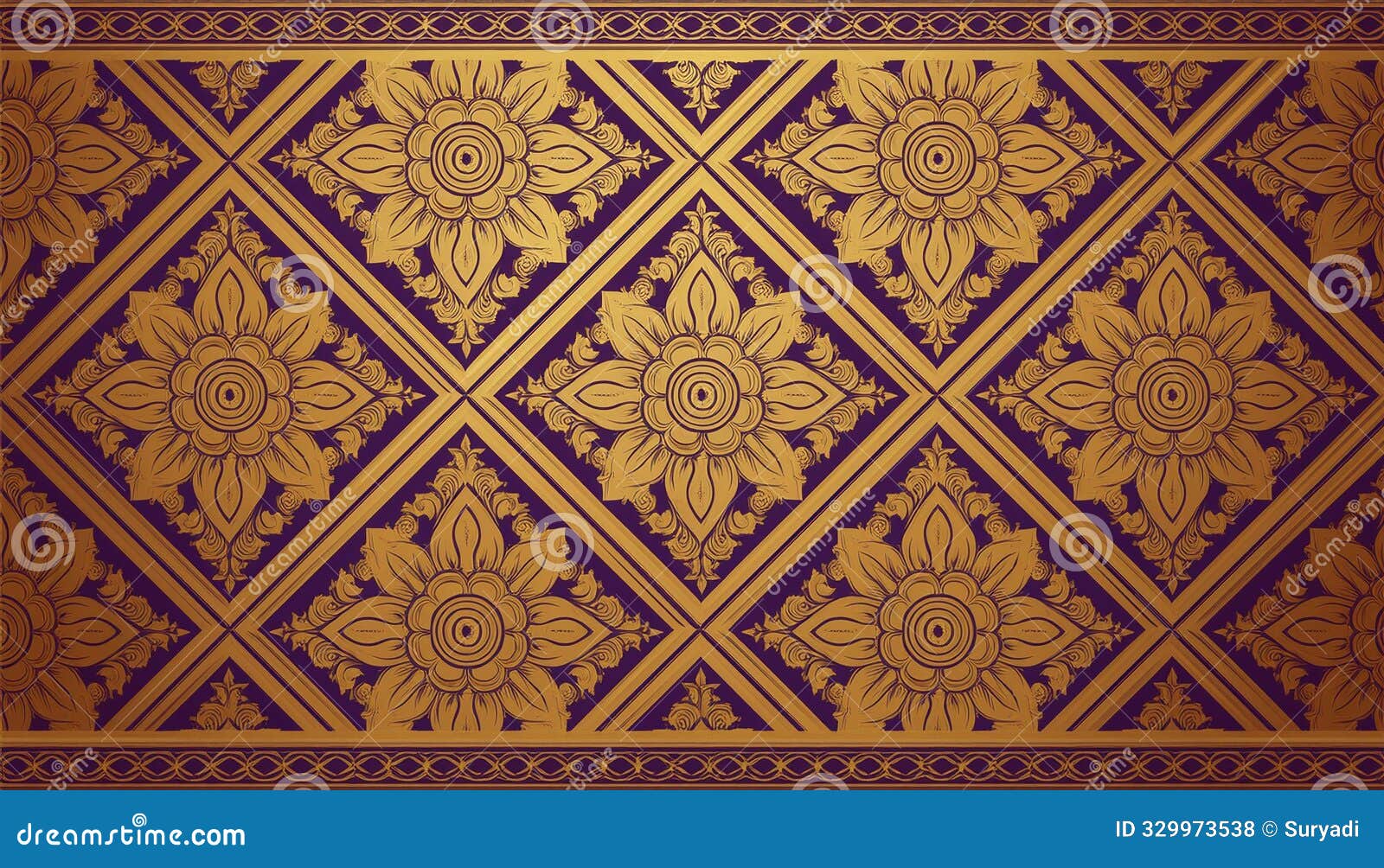 Thai Pattern with Floral Concept and Elegant Decorative Stock ...