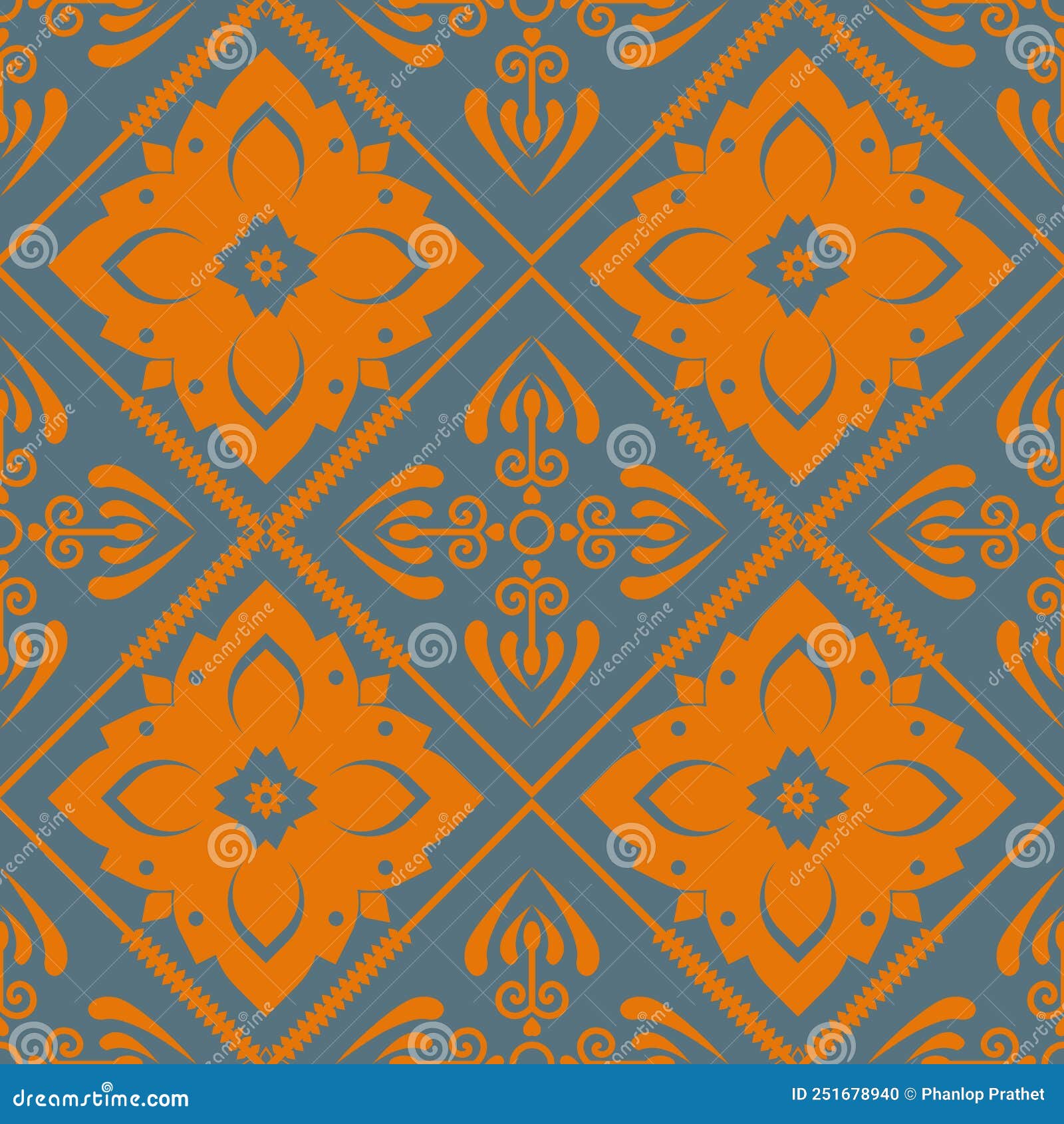 Thai Pattern, Golden Yellow, Seamless, Omnidirectional Pattern, Vector ...