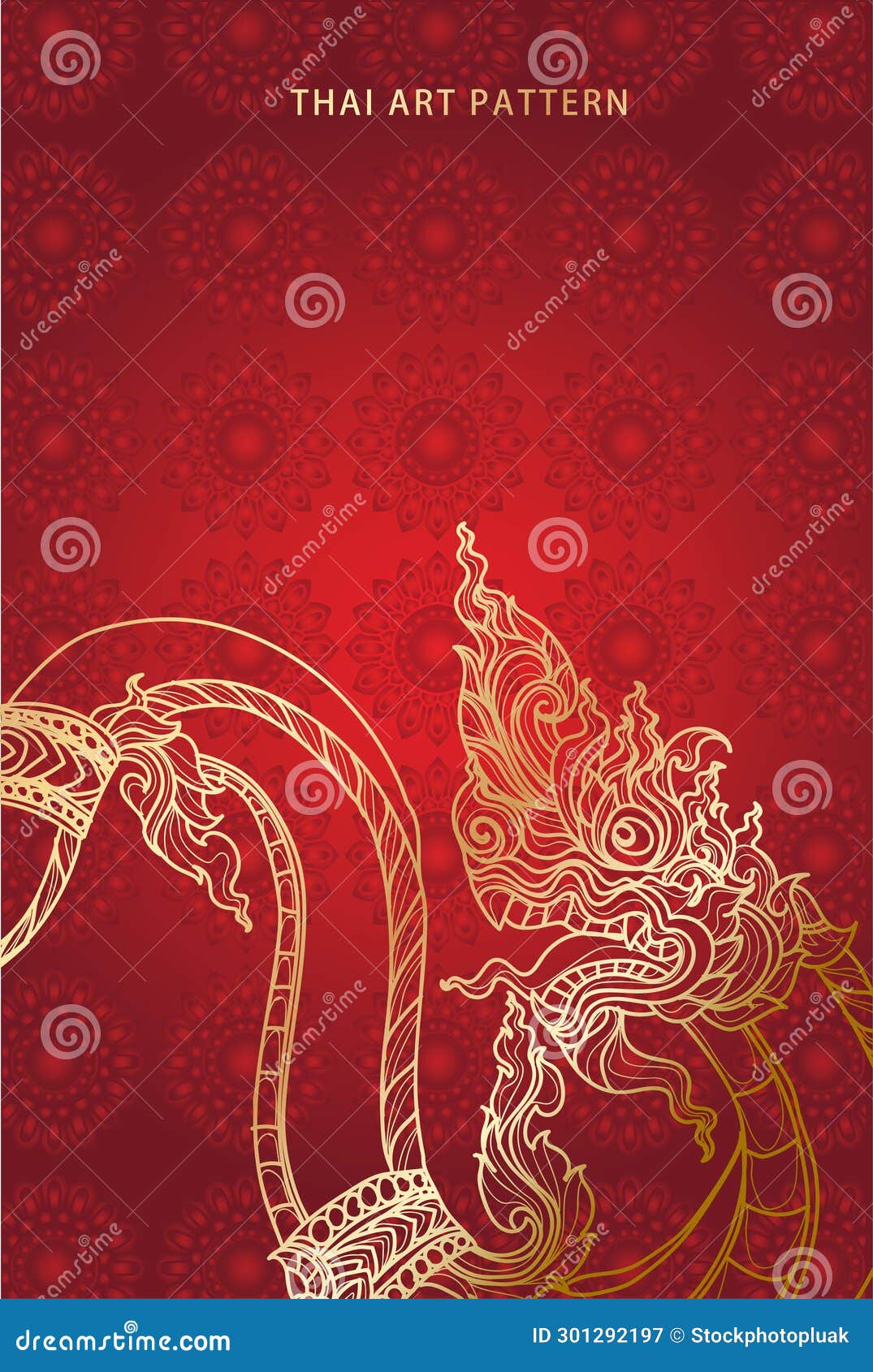 Thai Pattern Serpent Traditional Red and Gold Editorial Photography ...