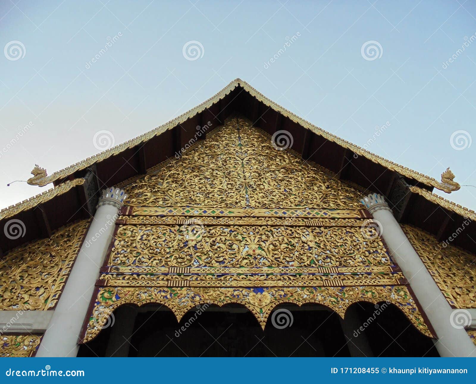 Thai Pattern on the Wall of Temples in Thailand Stock Image - Image of ...